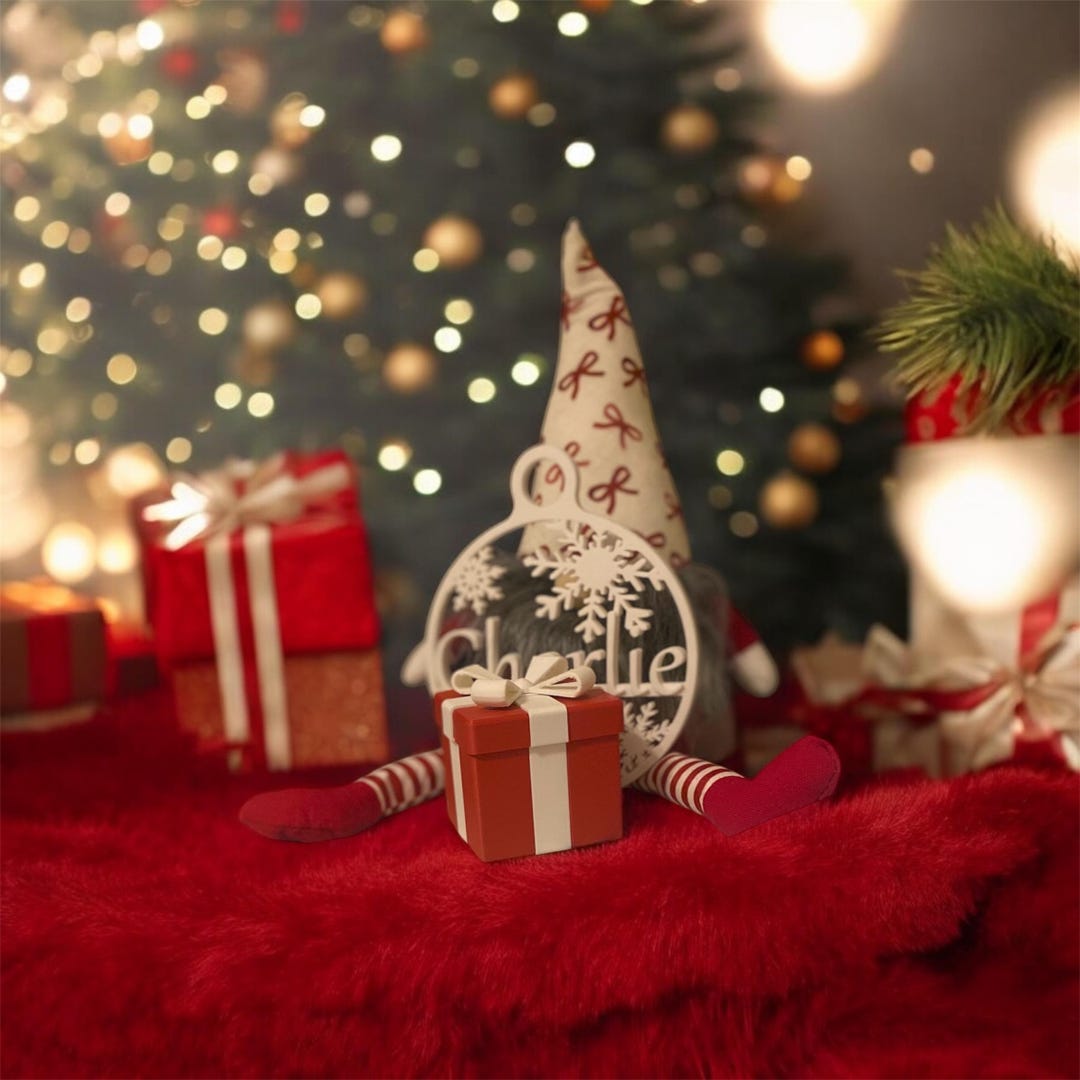 3D Printed Christmas Gift Box and Custom Named Ornament Family Bundles ...