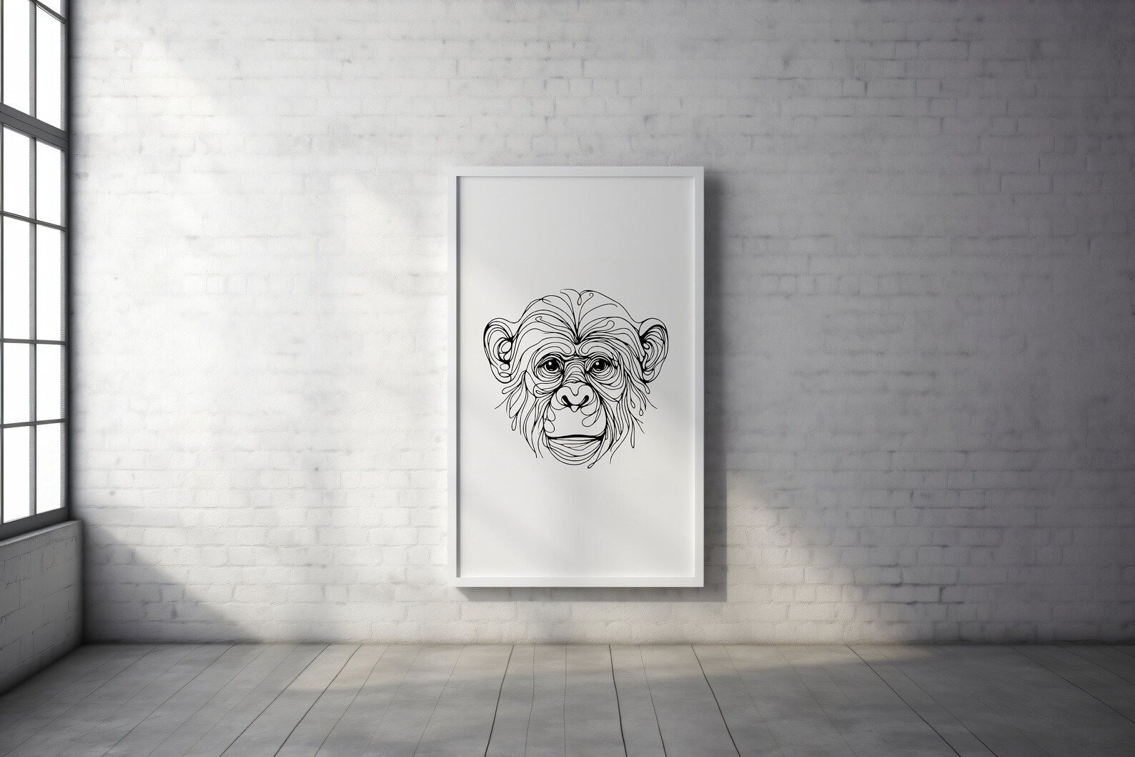 Chimpanzee Line Art Drawing Ape Lovers Wall Art Print Modern Art Home ...
