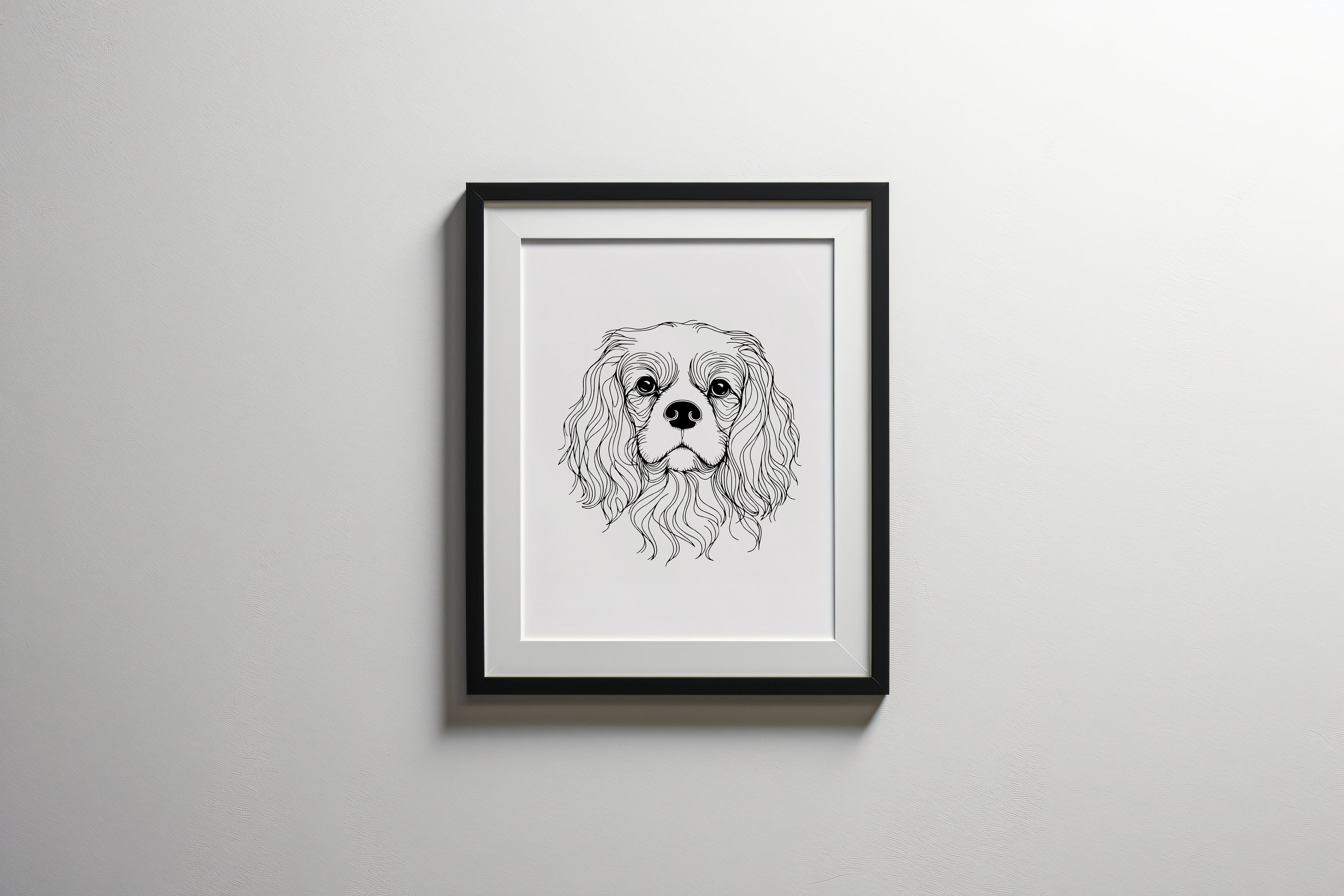 Cavalier King Charles Spaniel Line Art Drawing Dog Lovers Wall Art ...