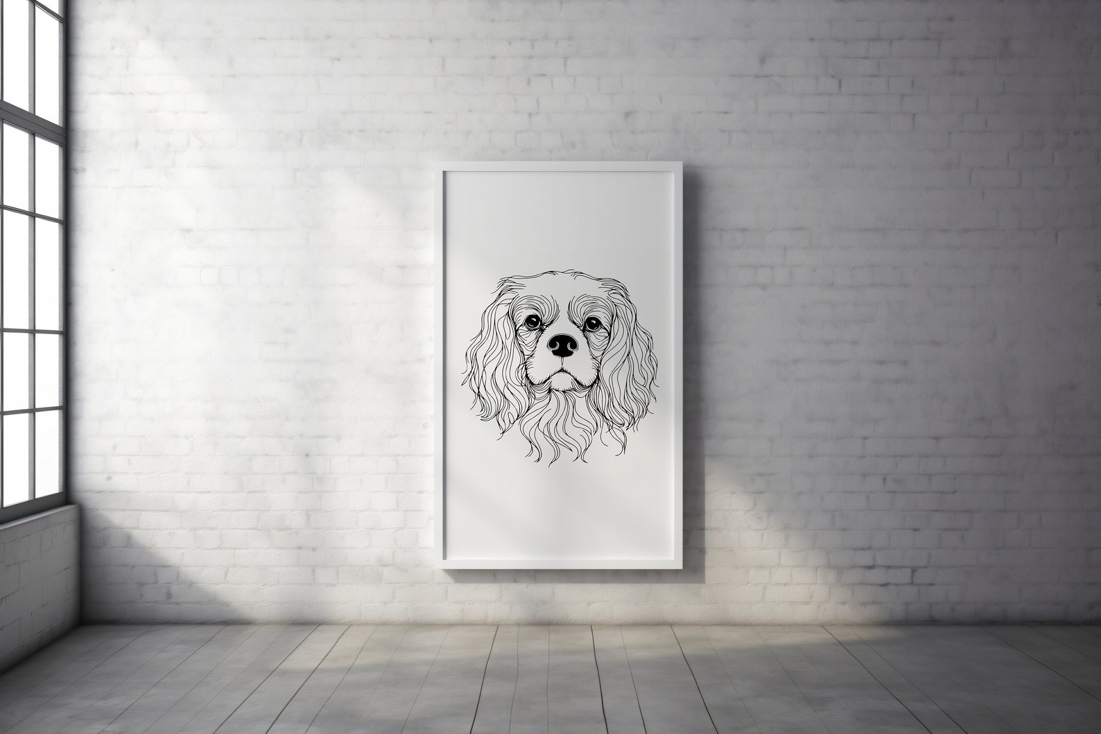 Cavalier King Charles Spaniel Line Art Drawing Dog Lovers Wall Art ...