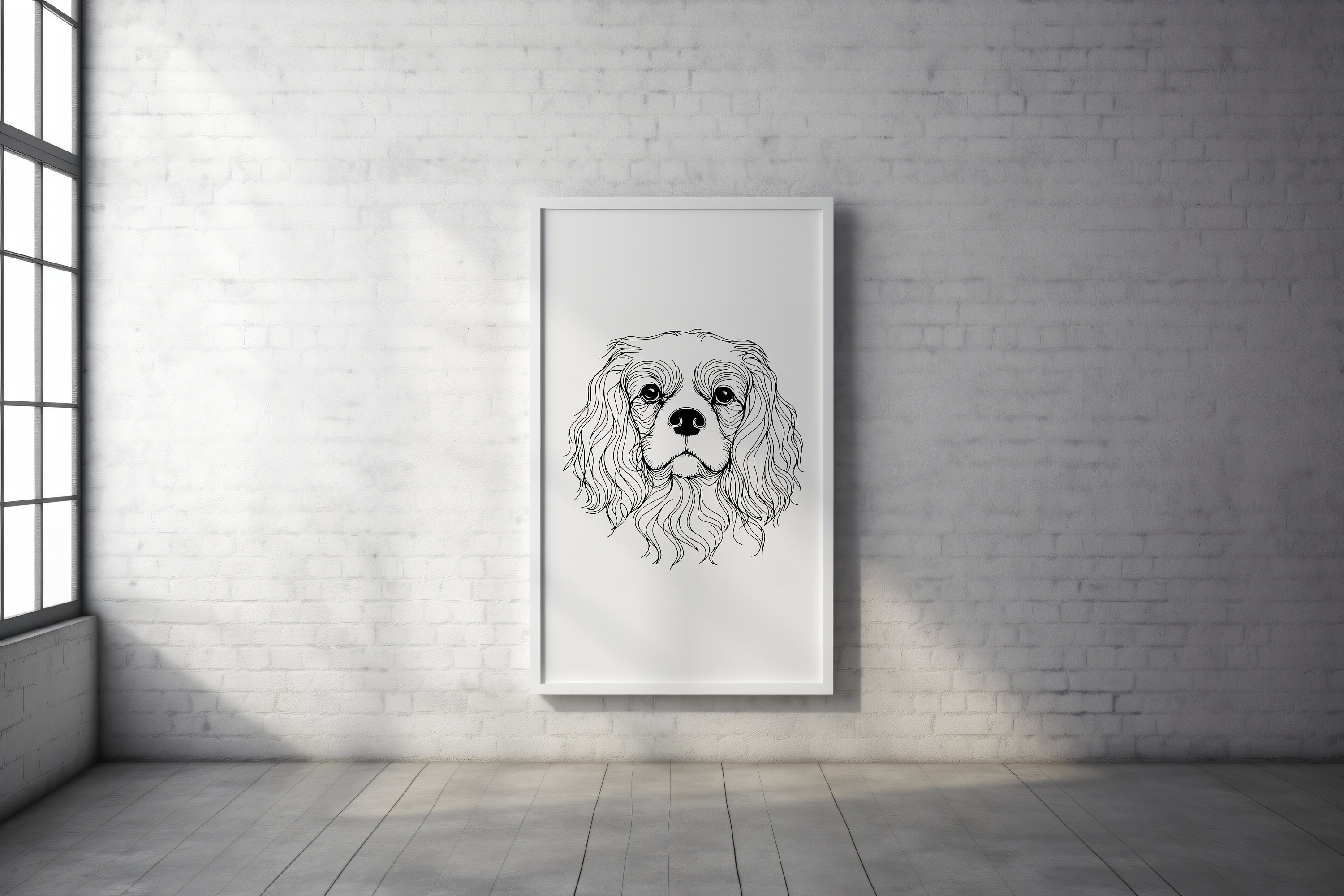 Cavalier King Charles Spaniel Line Art Drawing Dog Lovers Wall Art ...