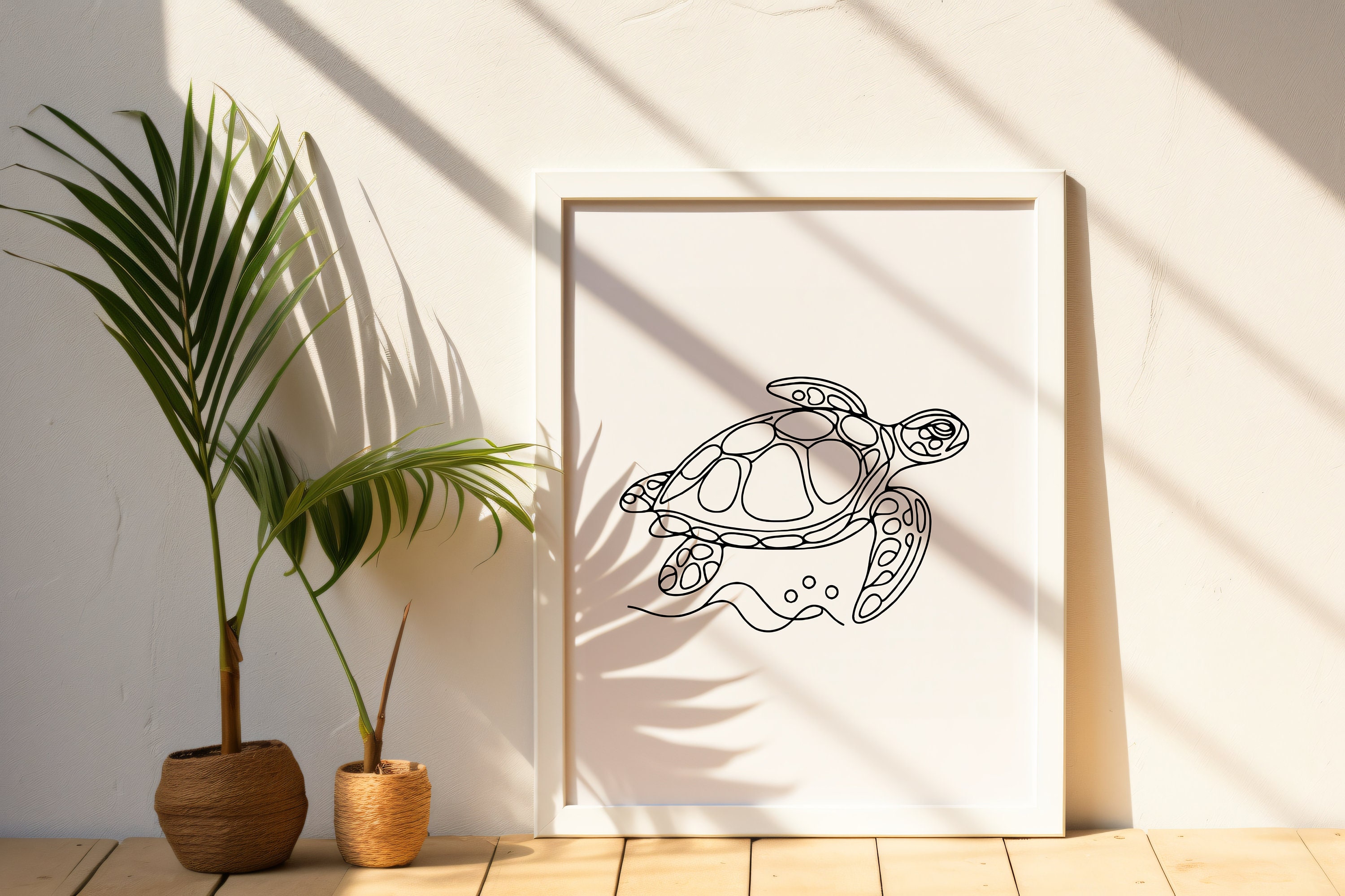 Sea Turtle Line Art Drawing Turtle Lovers Wall Art Print Modern Art ...