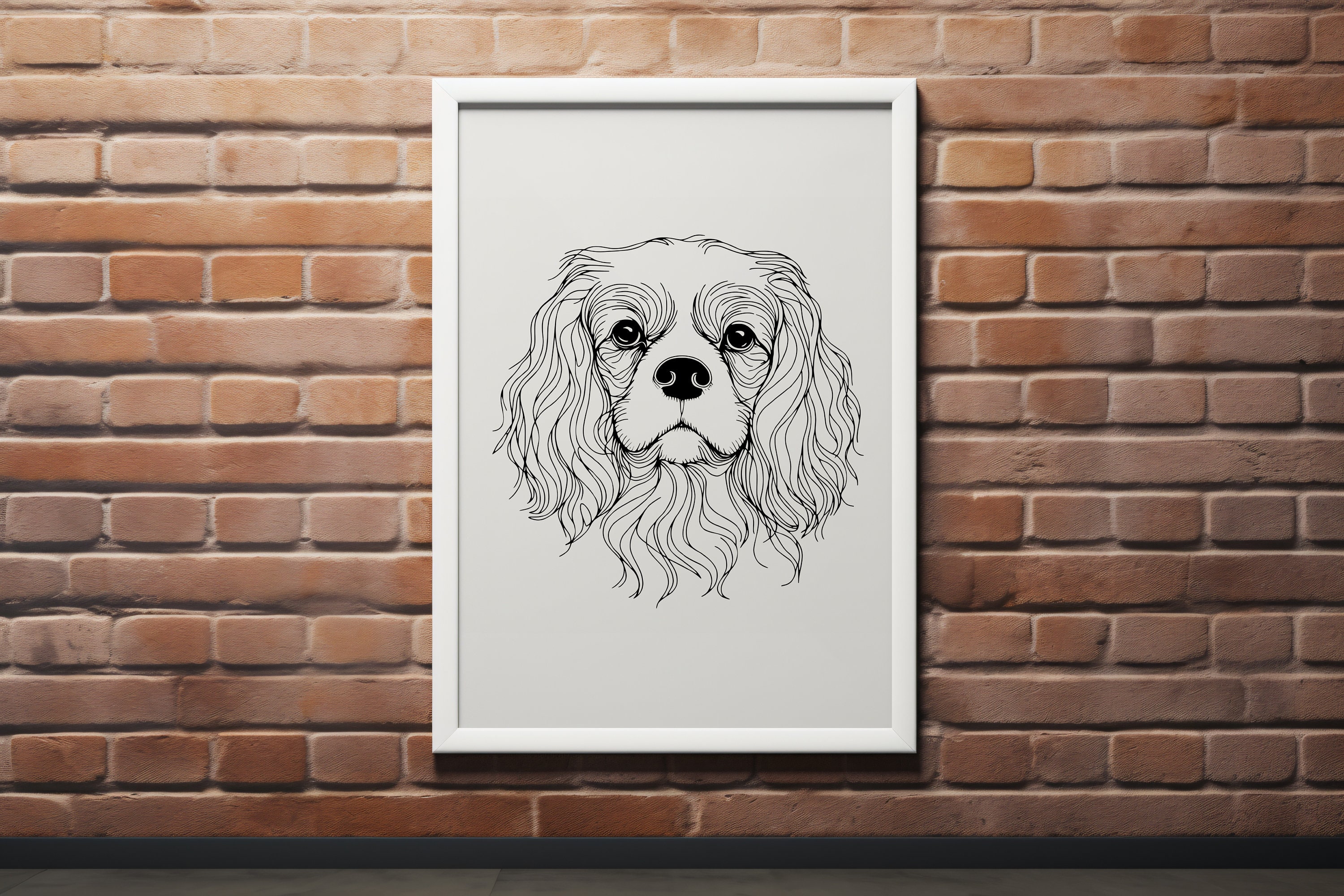 Cavalier King Charles Spaniel Line Art Drawing Dog Lovers Wall Art ...