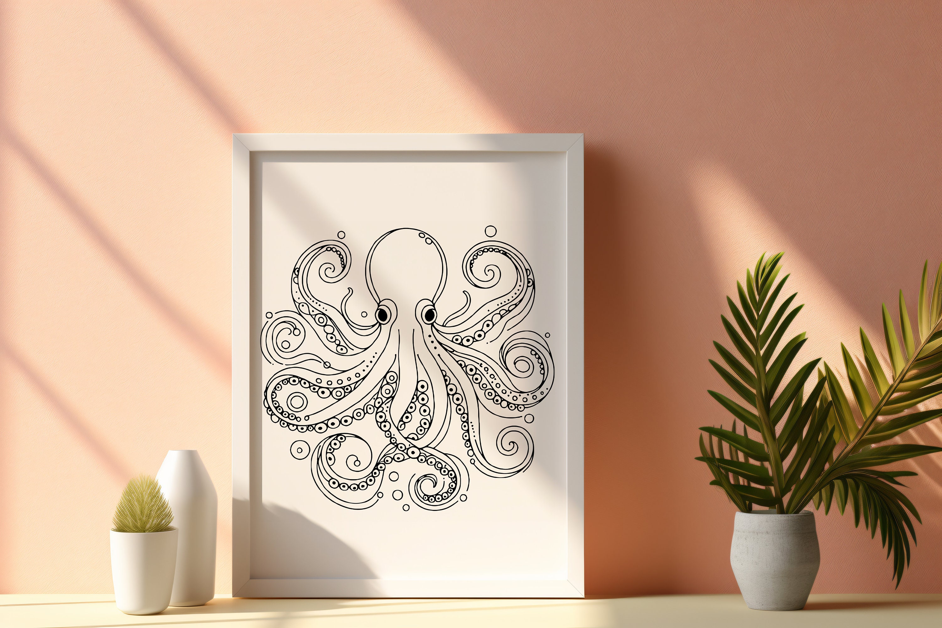 Octopus Line Art Drawing Ocean Lovers Wall Art Print Modern Art ...