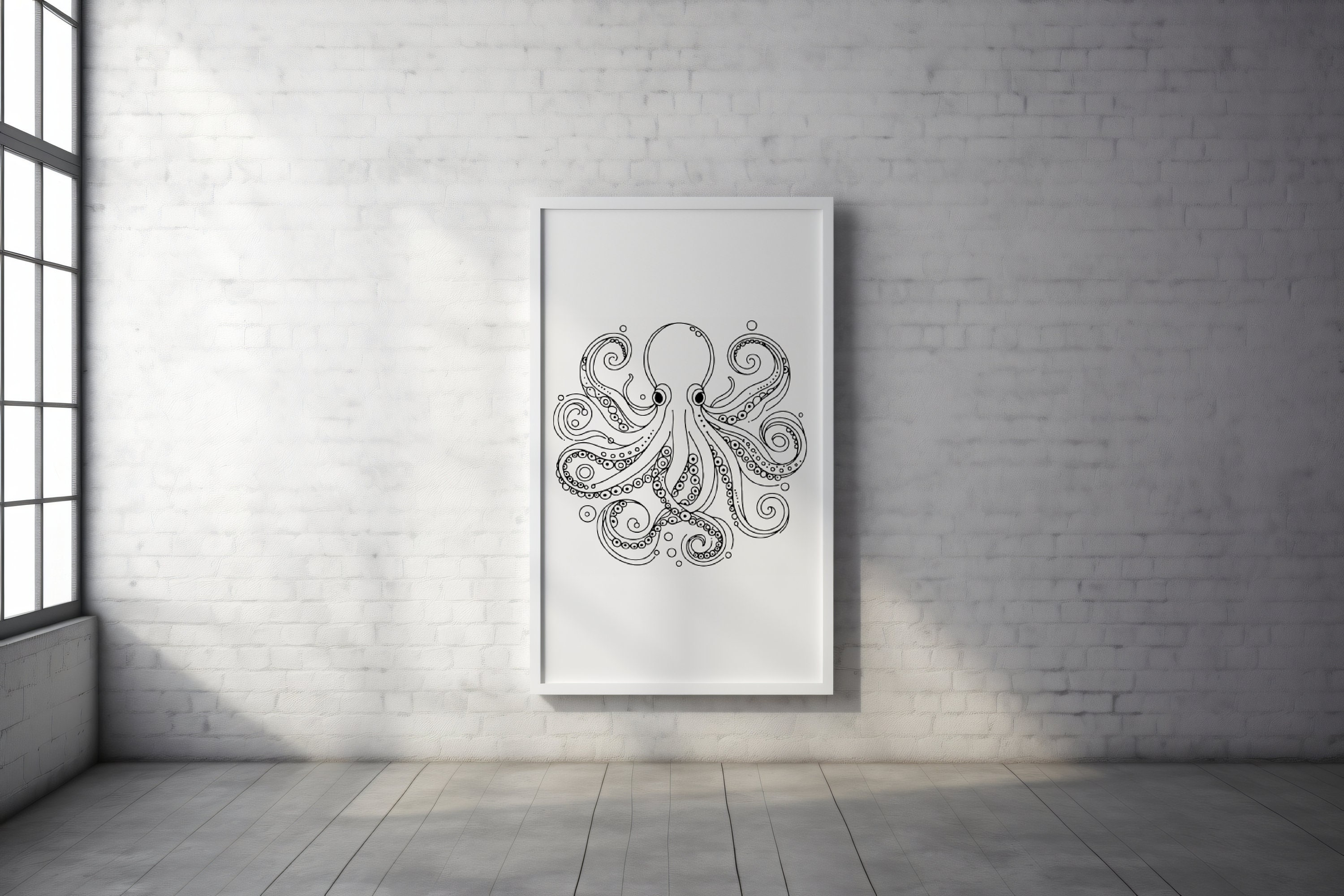 Octopus Line Art Drawing Ocean Lovers Wall Art Print Modern Art ...