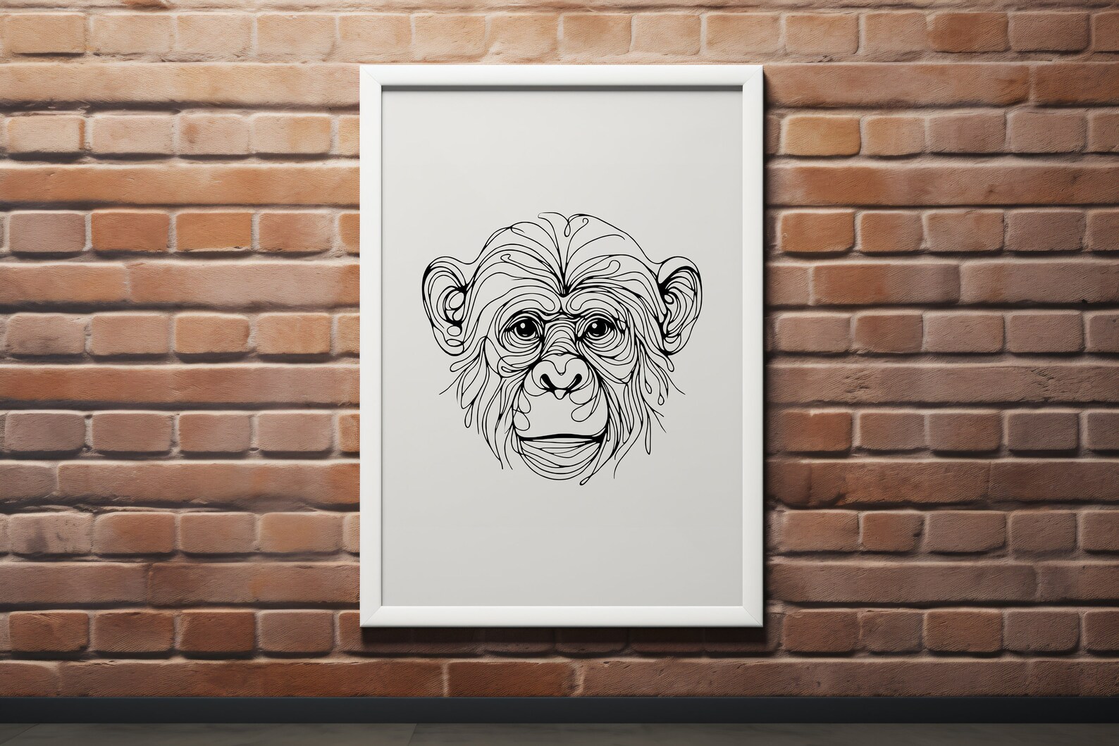 Chimpanzee Line Art Drawing Ape Lovers Wall Art Print Modern Art Home ...