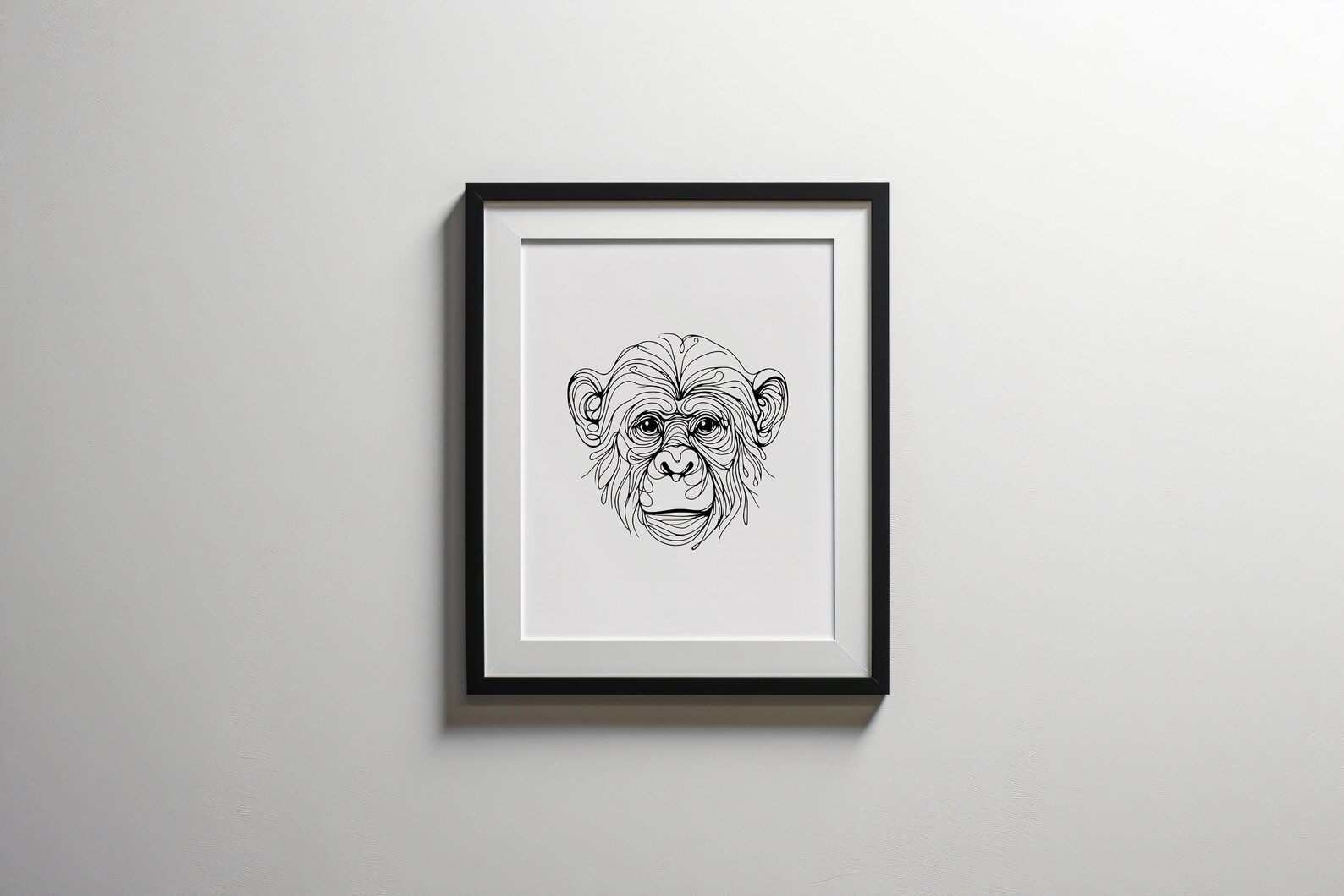 Chimpanzee Line Art Drawing Ape Lovers Wall Art Print Modern Art Home ...