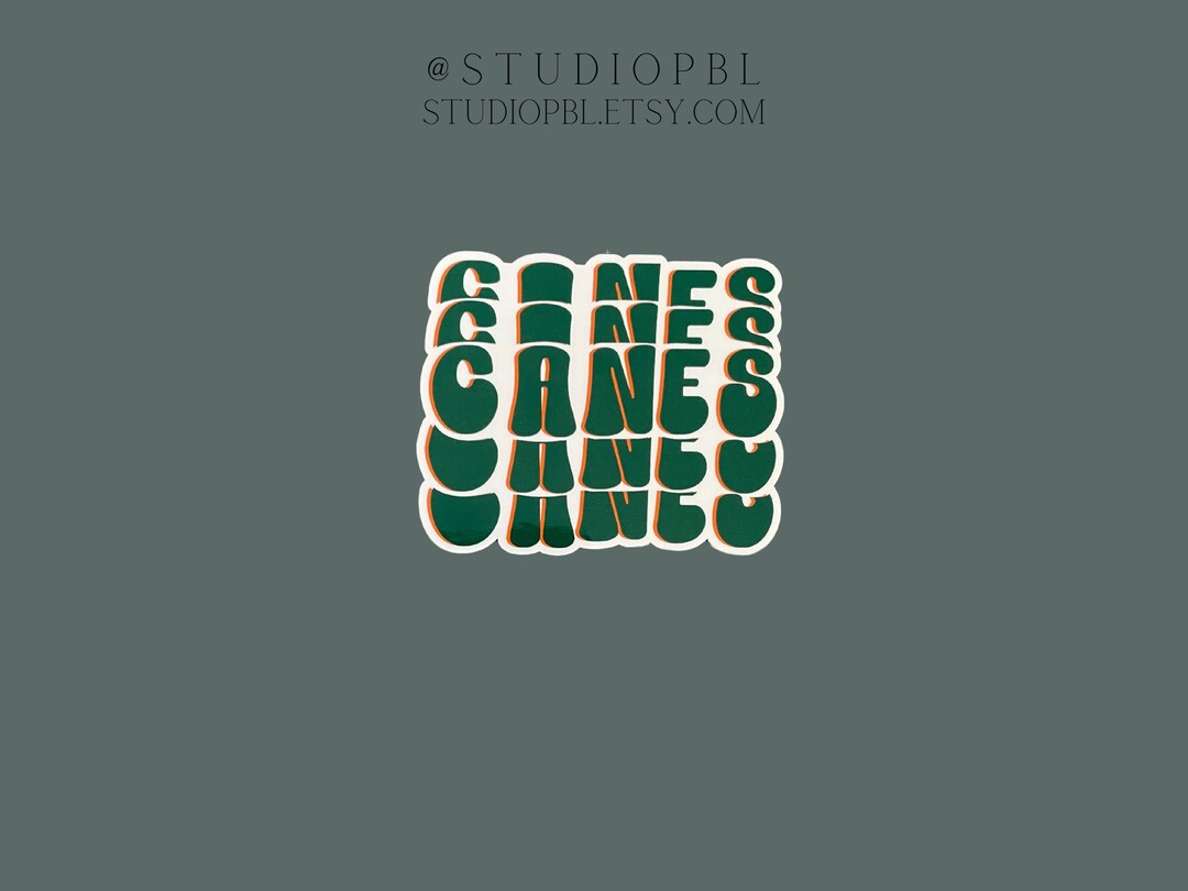 Retro UM Canes Sticker, Choose Orange or Green, College Football Gift ...
