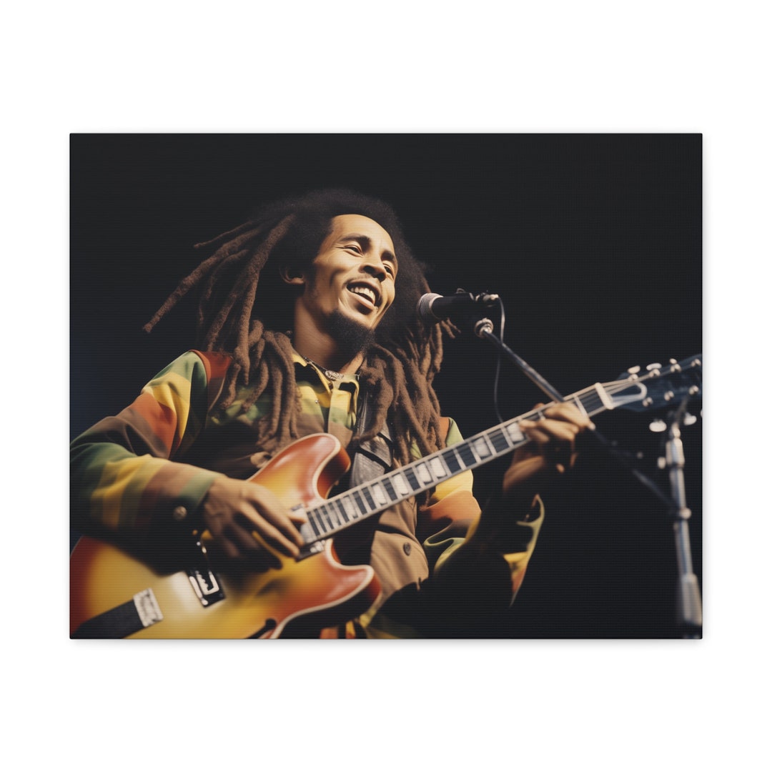 Bob Marley on Guitar canvas Gallery Wraps - Etsy