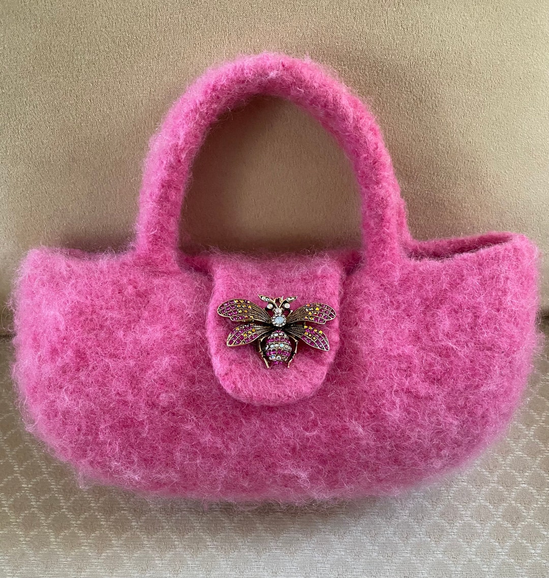 Hand Felted Mohair Purse Pippa Pink - Etsy