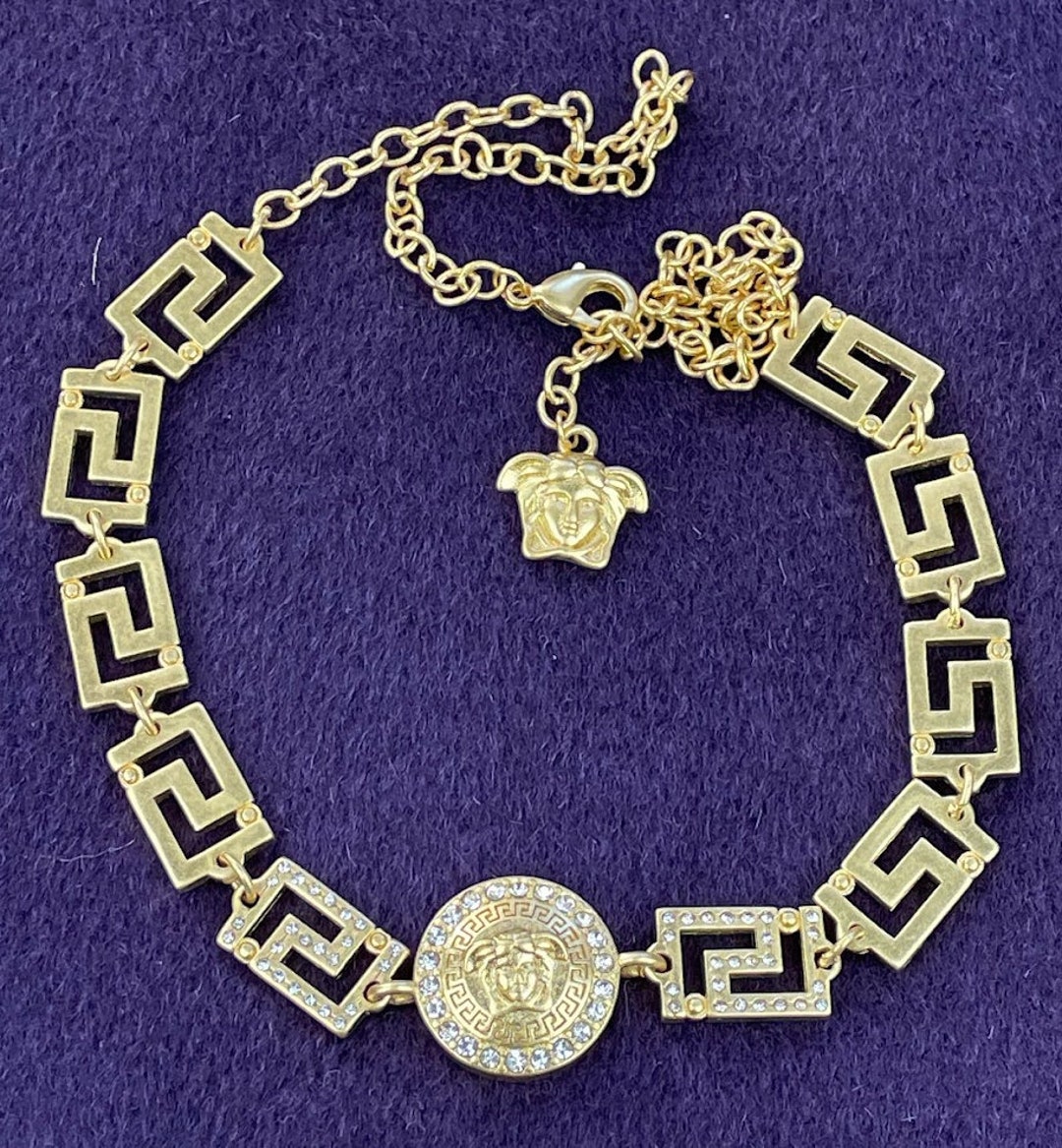 Vintage Versace Gold Classic Rare Chain Necklace Monogram Neckalce - Etsy