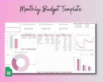 Monthly Budget Tracker, Personal Finance, Budget Template, Google ...