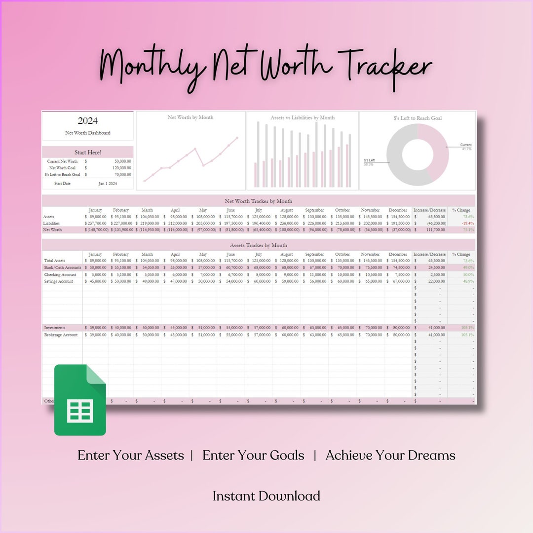 Net Worth Tracker, Assets Tracker, Liabilities Tracker, Personal ...
