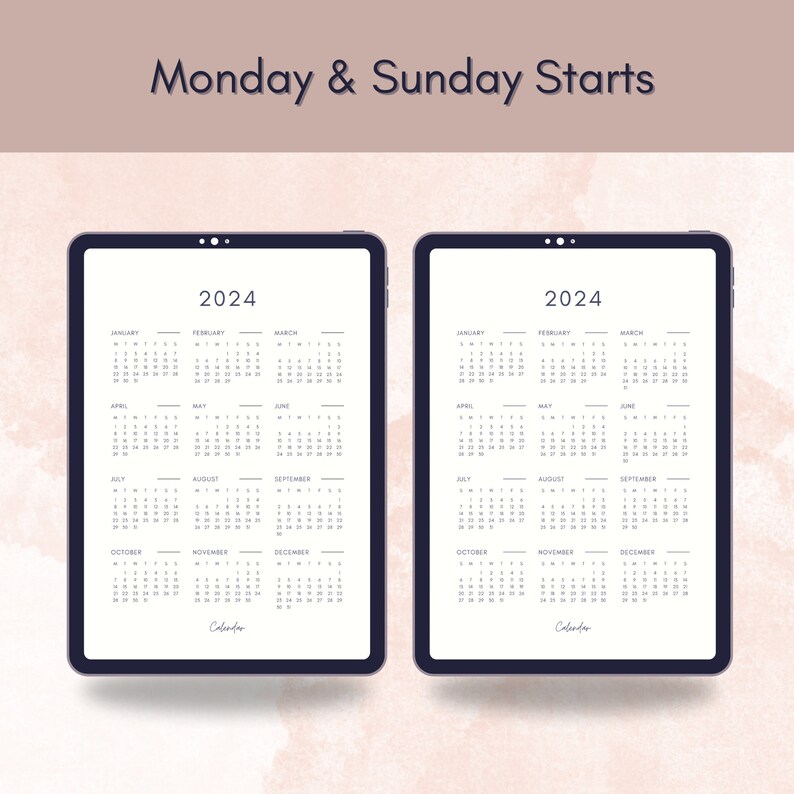 Annual Calendar Planner 2024 Organizer Digital Template Monthly Tracker ...
