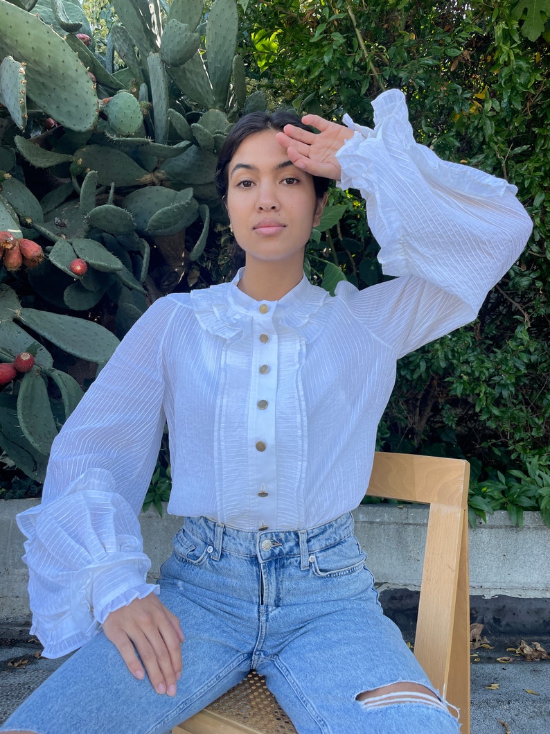 2000s Chloe Cotton Puff Sleeve Blouse - Etsy