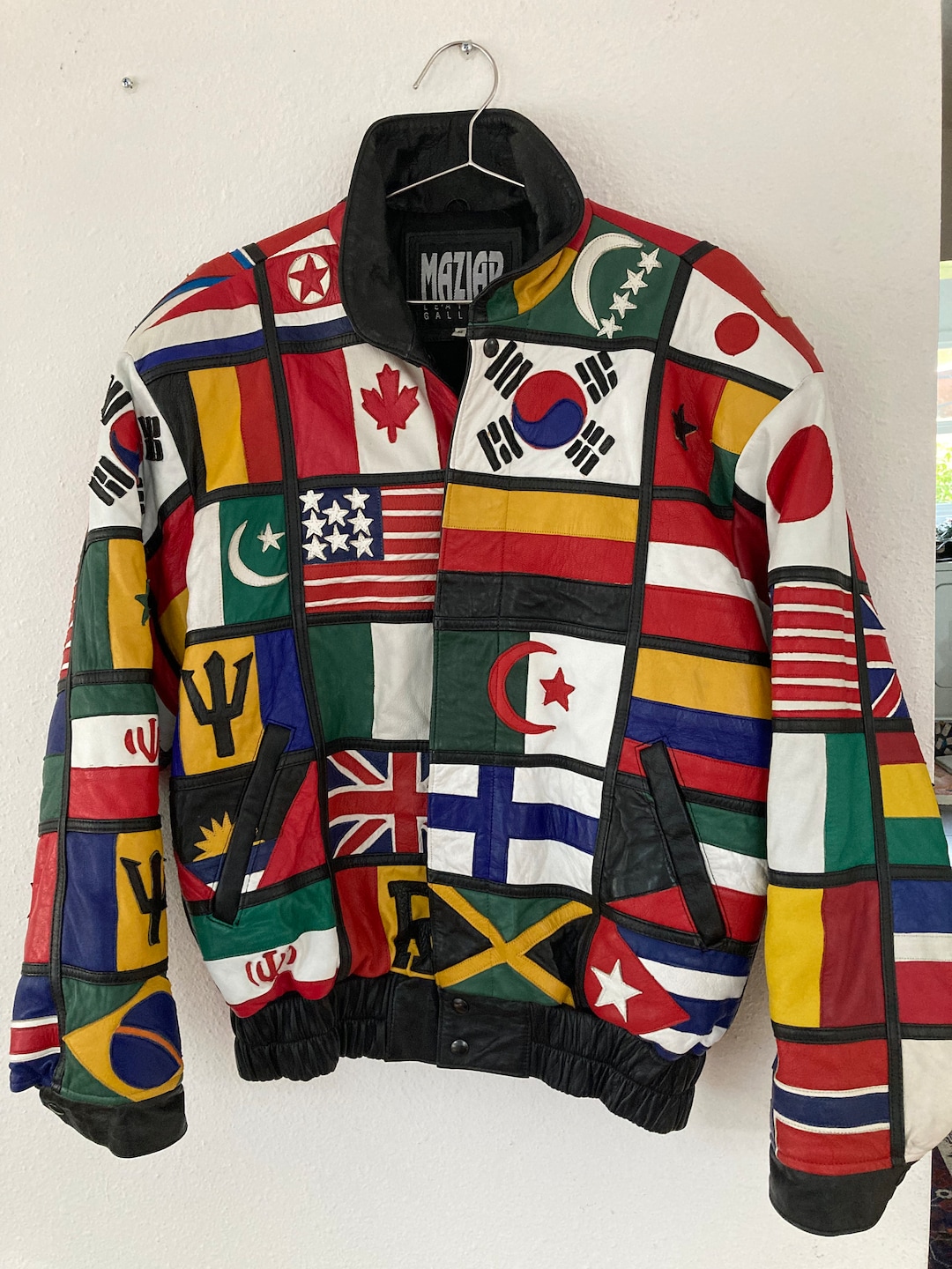 1980s World Flags Leather Jacket - Etsy