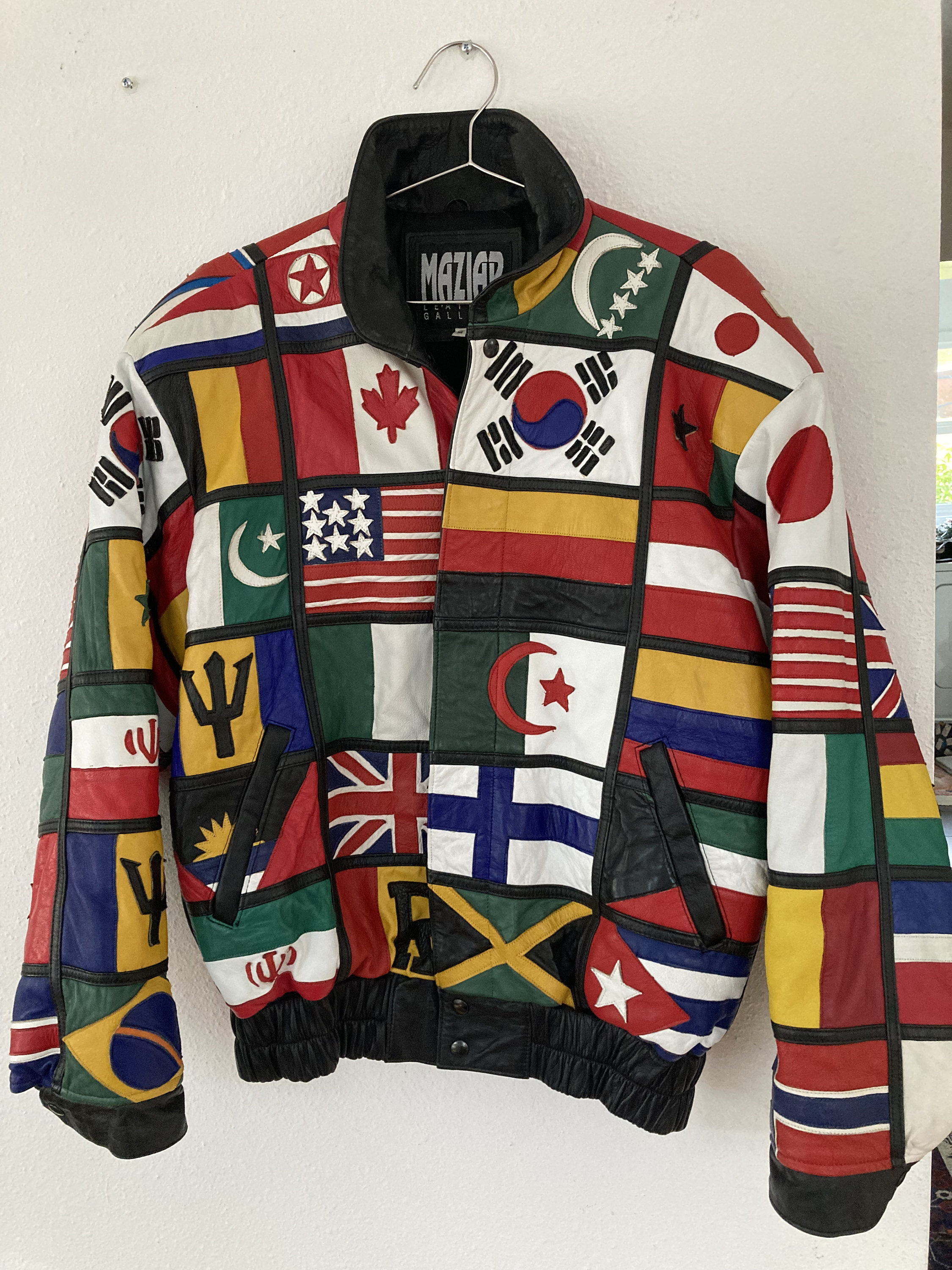 1980s World Flags Leather Jacket - Etsy