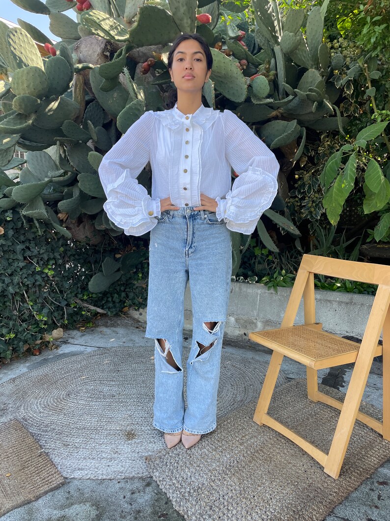 2000s Chloe Cotton Puff Sleeve Blouse - Etsy