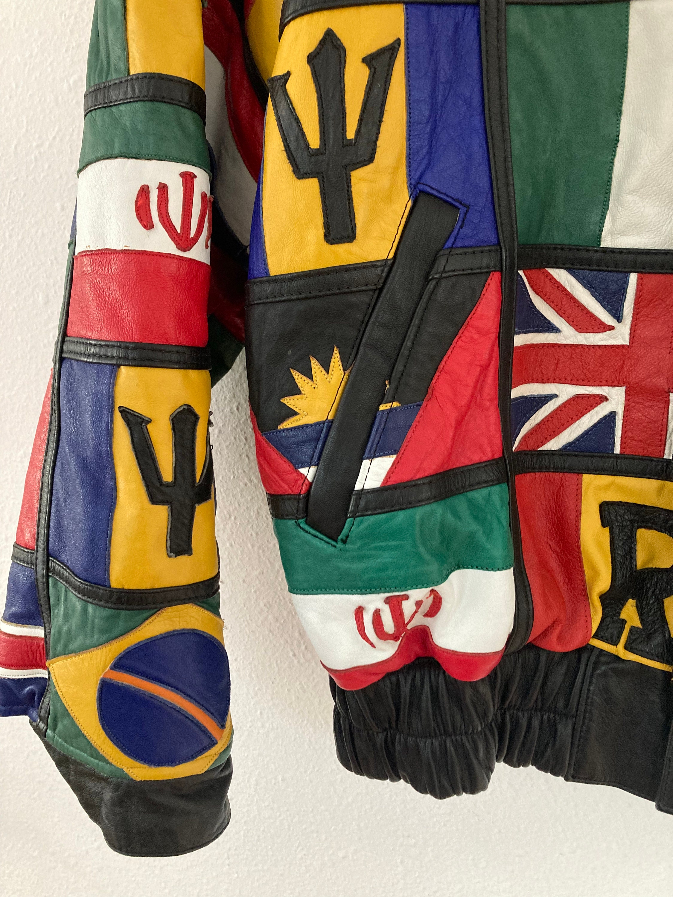 1980s World Flags Leather Jacket - Etsy