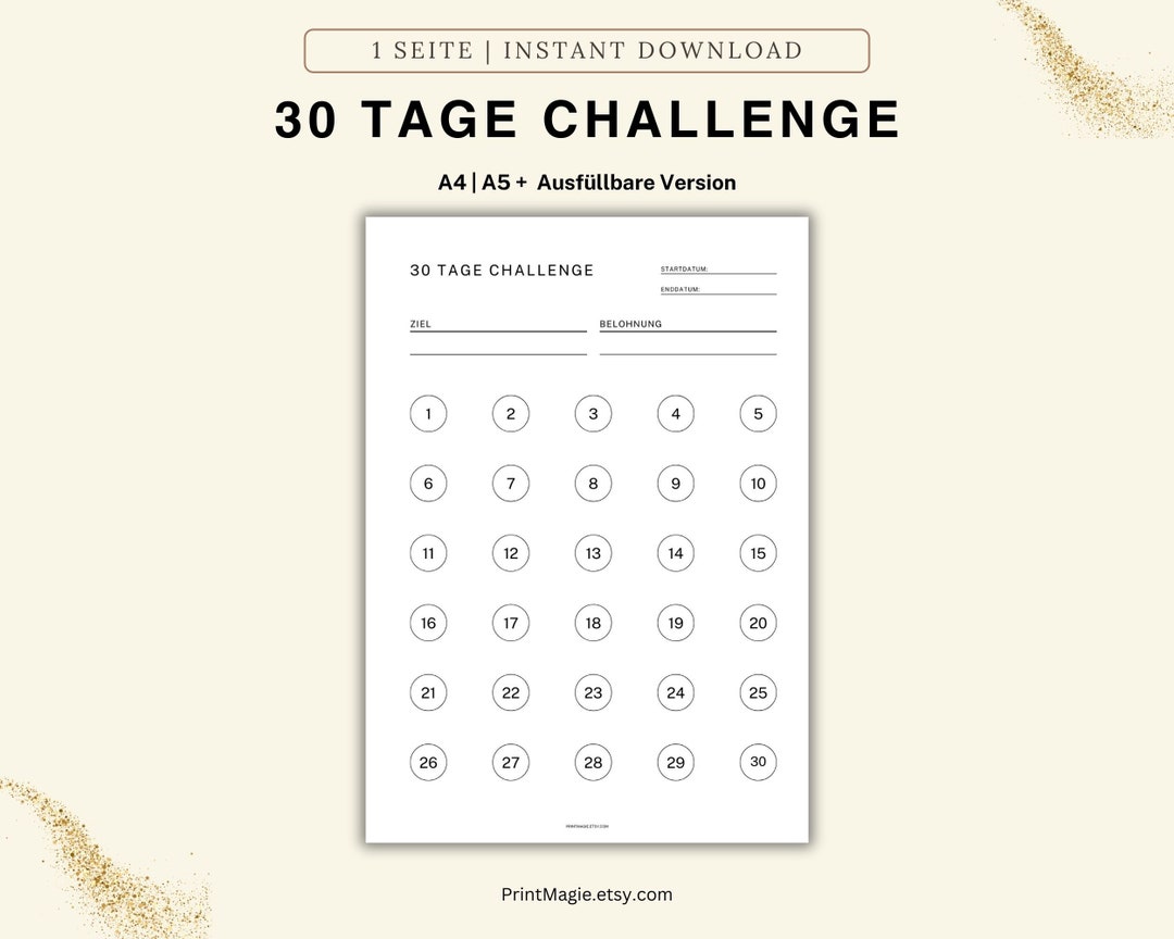 30 Day Challenge | Goal Setting | | Habit Formation Progress Tracker ...
