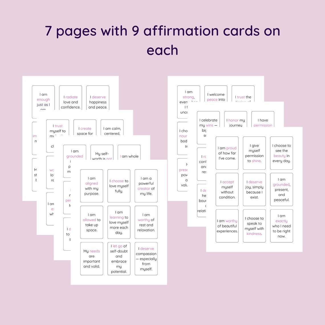 63 Affirmation Cards Printable, Affirmation Cards Digital, Vision Board ...