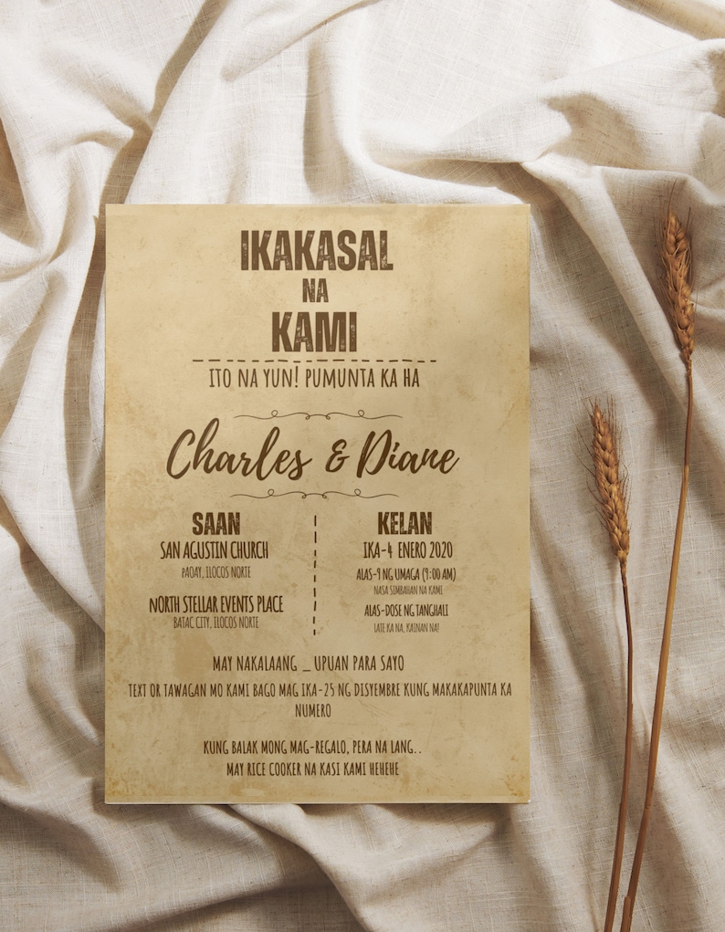 Tagalog Wedding Invitation - Etsy