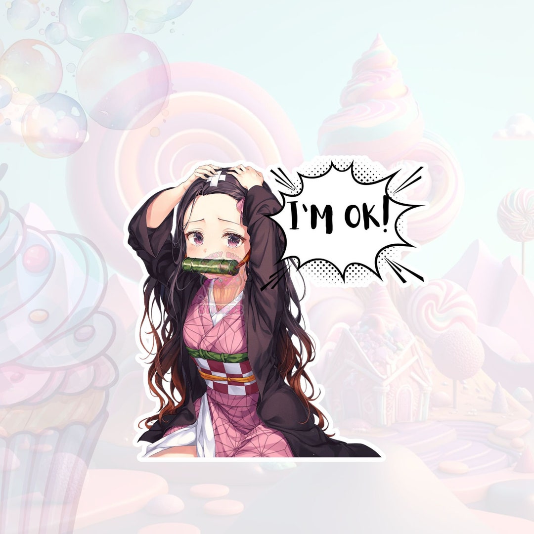 Nezuko Inspired Kiss-cut i'm OK Vinyl Decals Anime Japanese Art ...