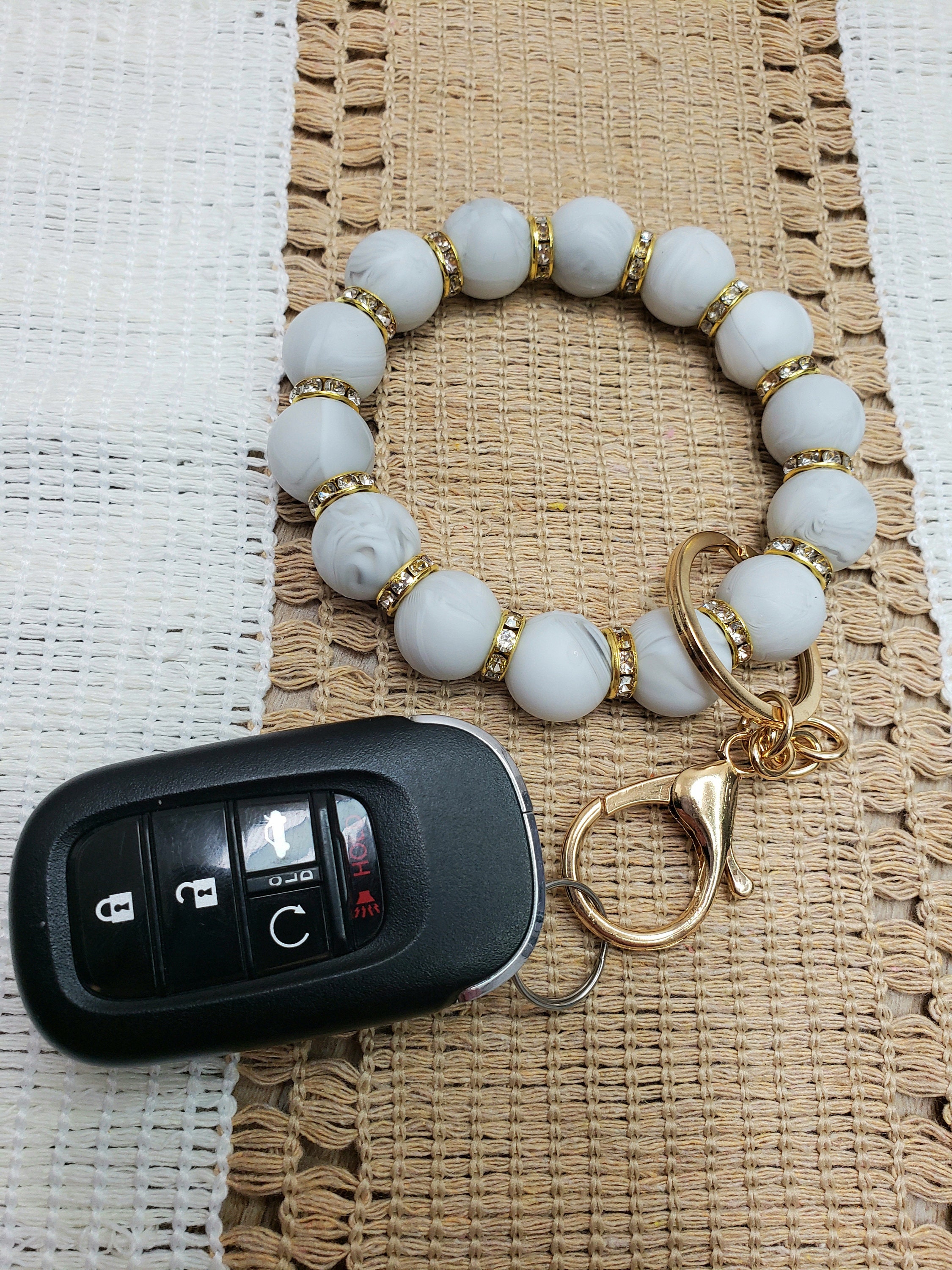 Stretchy Keychain Bangle Coloful Key Wristlet Boho Beaded Key Chain ...