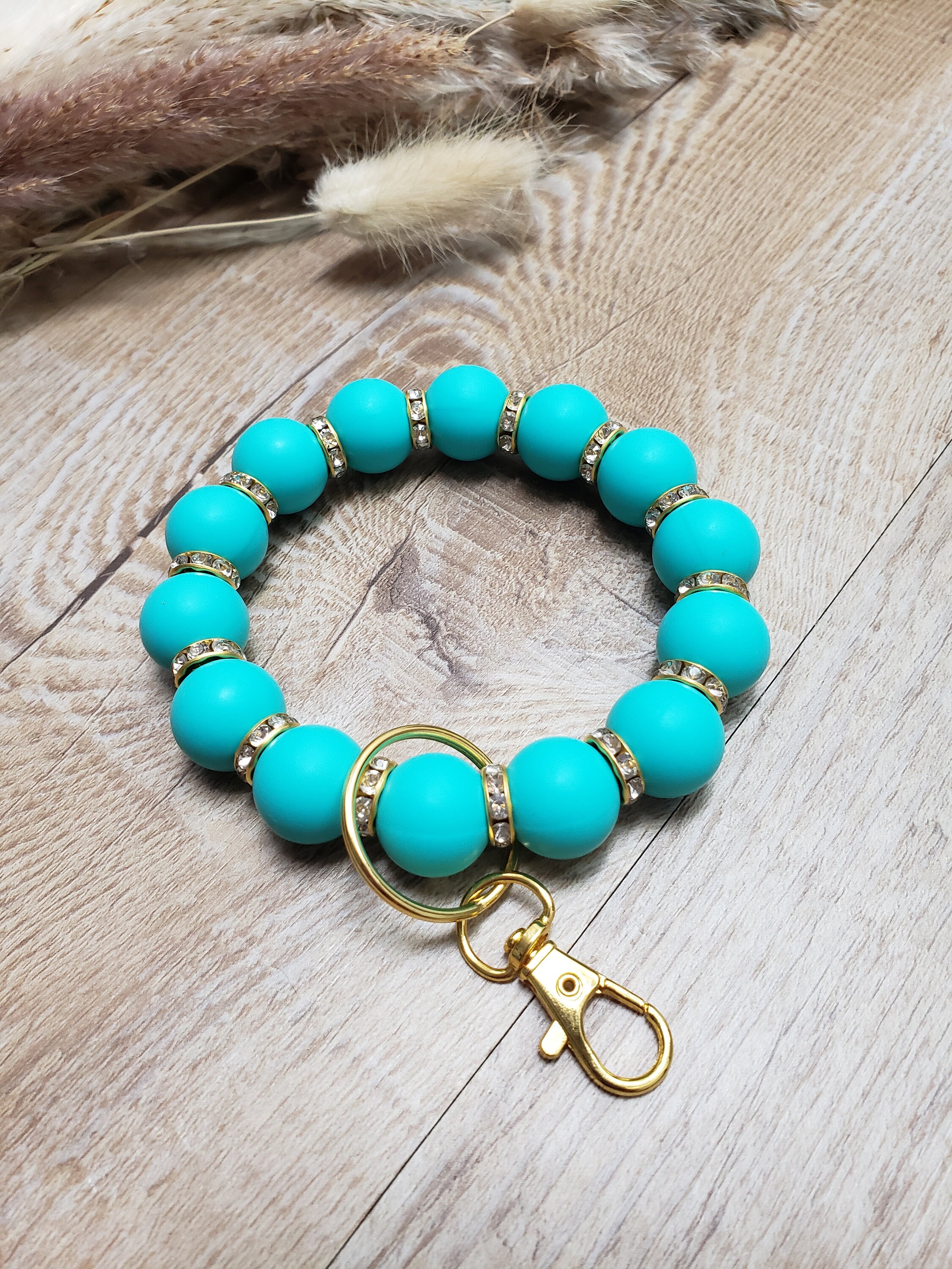 Stretchy Keychain Bangle Coloful Key Wristlet Boho Beaded Key Chain ...