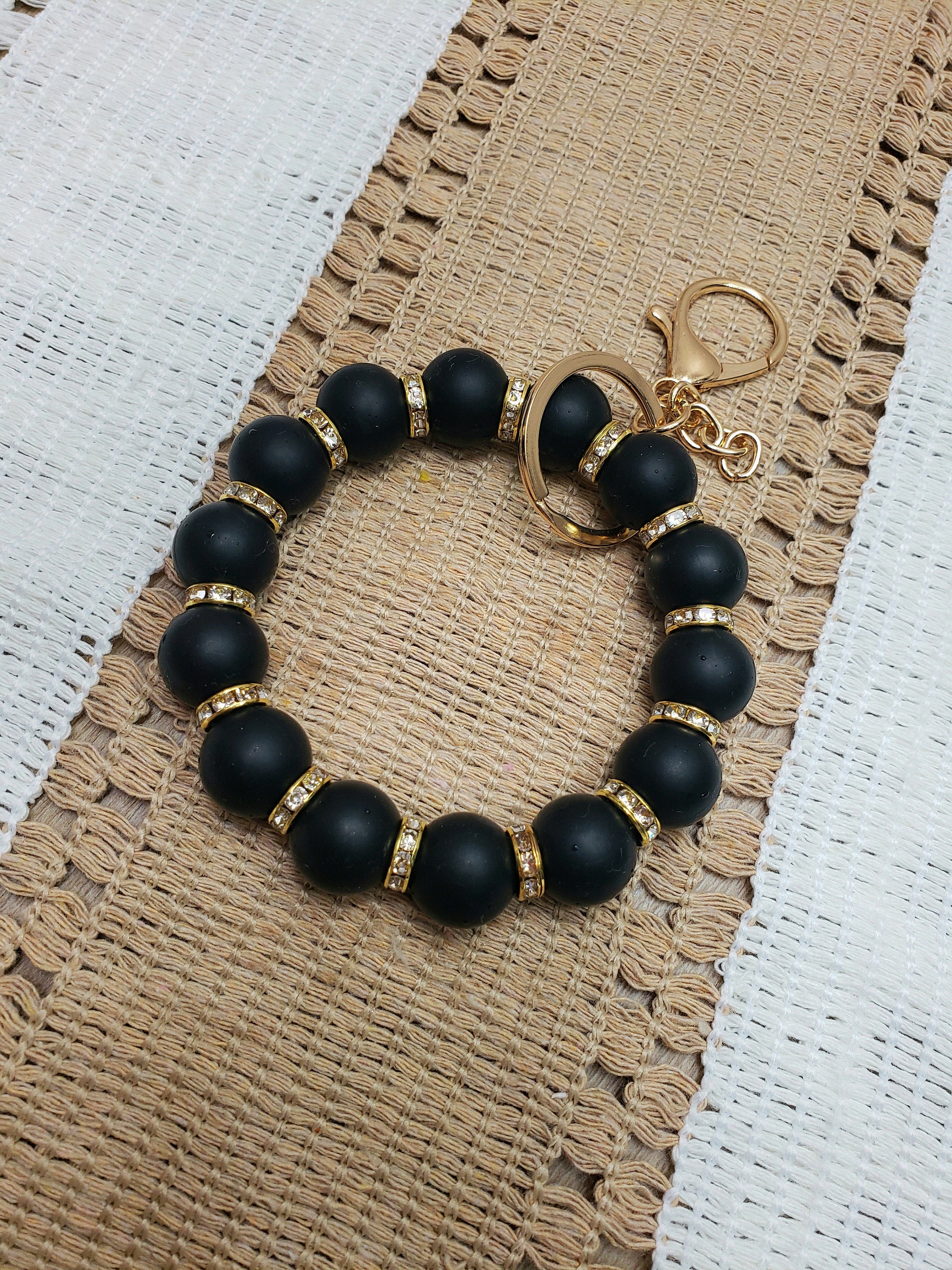 Stretchy Keychain Bangle Coloful Key Wristlet Boho Beaded Key Chain ...