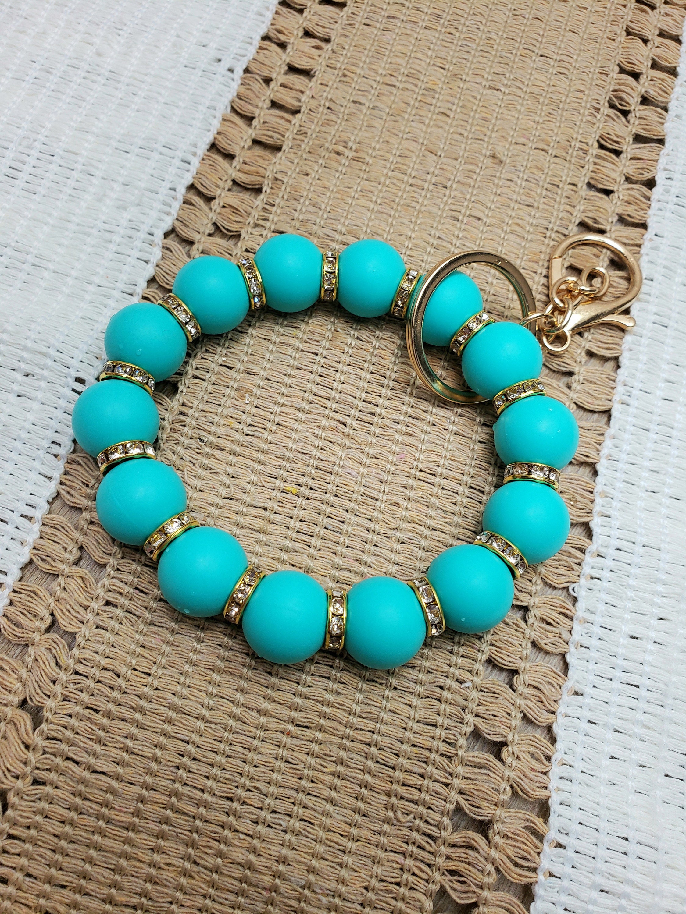 Stretchy Keychain Bangle Coloful Key Wristlet Boho Beaded Key Chain ...