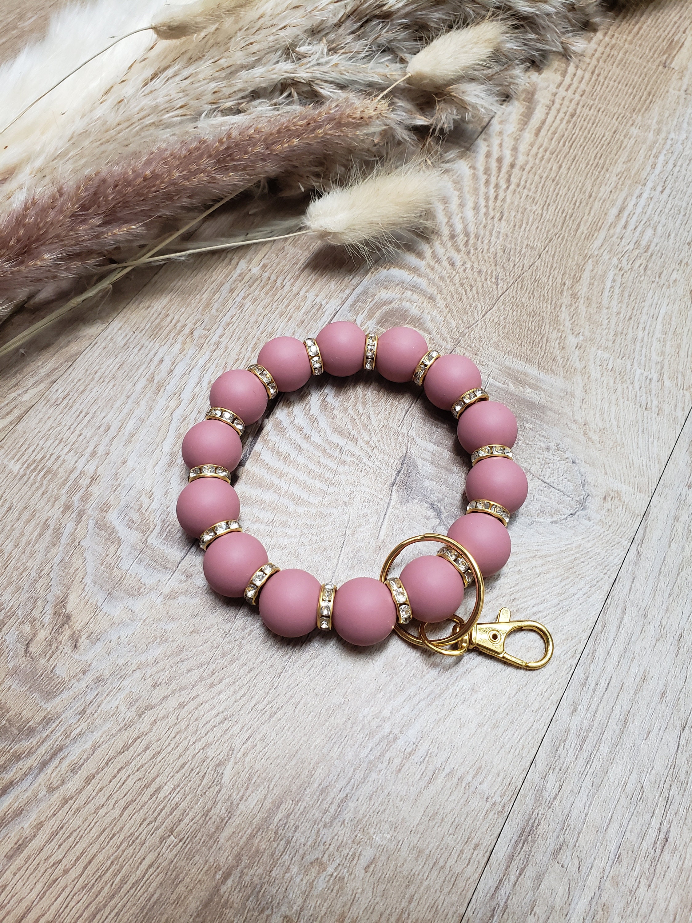 Stretchy Keychain Bangle Coloful Key Wristlet Boho Beaded Key Chain ...