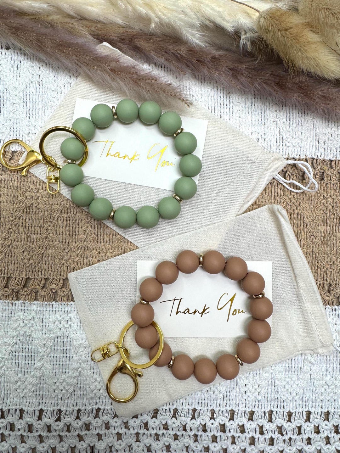 Silicone Beaded Key Fob Bracelet • Boho Wristlet Keychain - Etsy