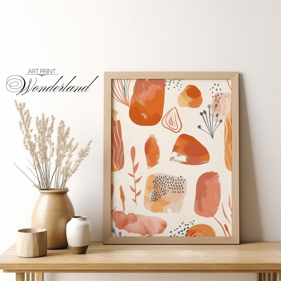 Printable Colourful Floral and Ink Splotch Art, Boho Art, Paint Strokes ...