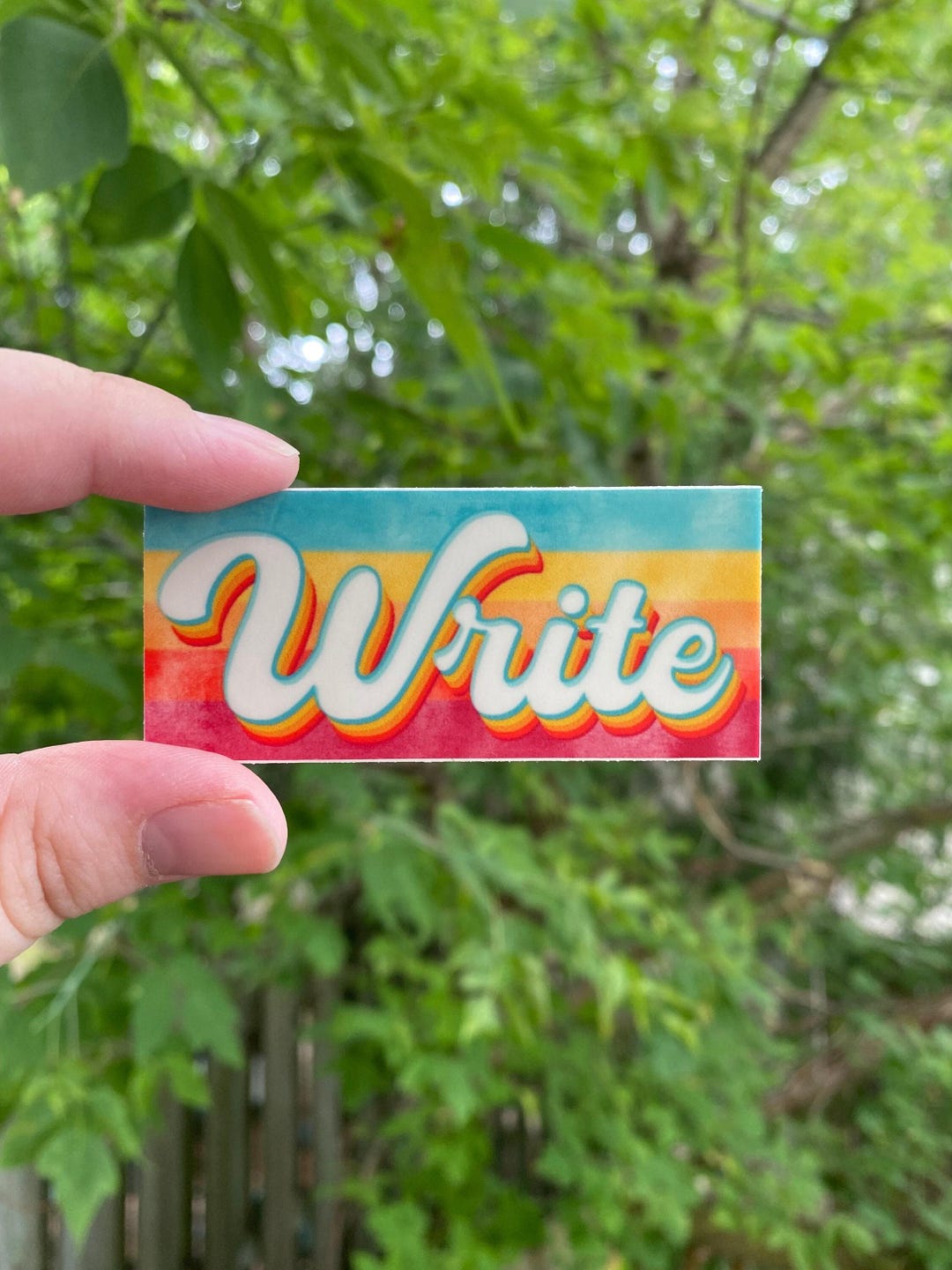 Retro Write Sticker, Rainbow Vinyl Laptop Decal for Writers - Etsy