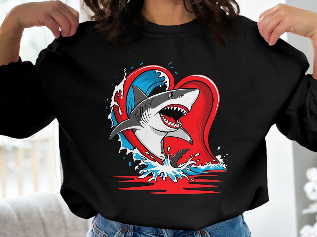 Shark Art Sweatshirt, Shark Design Pullover, Shark Lover Gift, Cool ...