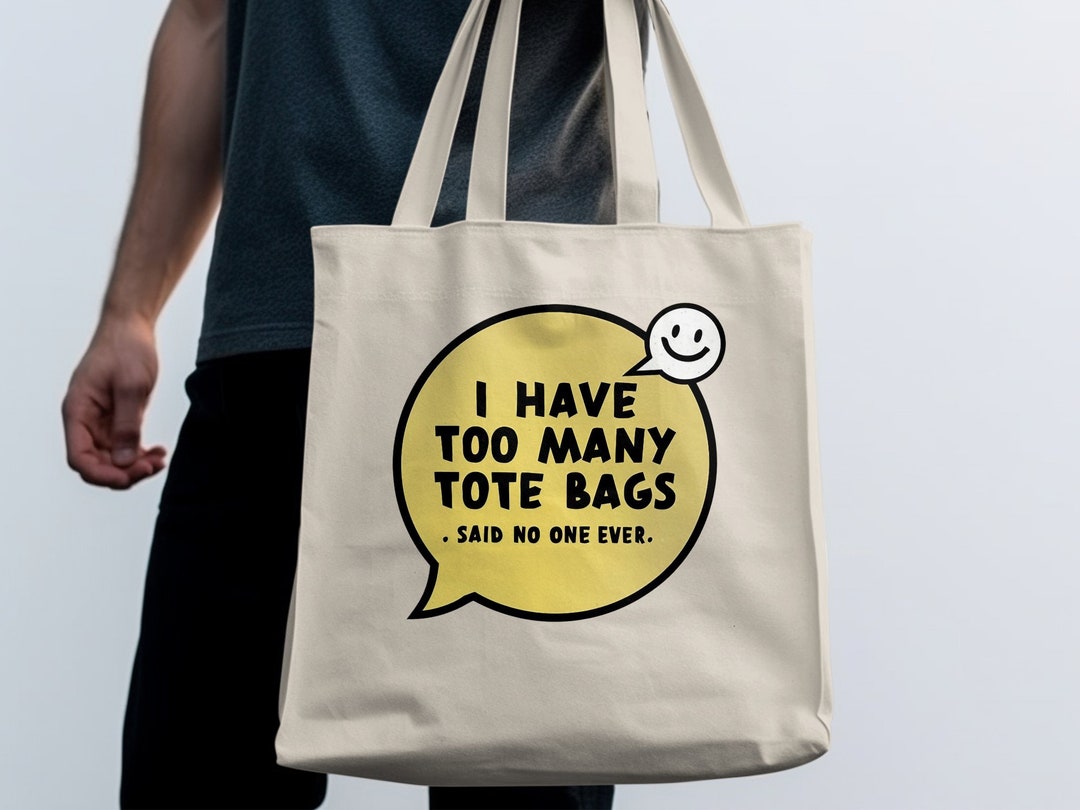 Funny Quote Tote Bag, Yellow Speech Bubble With Smile, Humorous ...