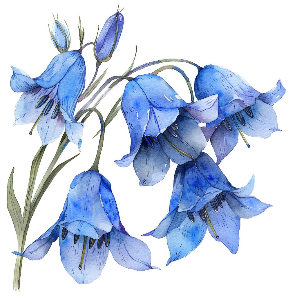 Blue Bells, Includes 10 High-quality Pngs, Watercolour, Transparent ...