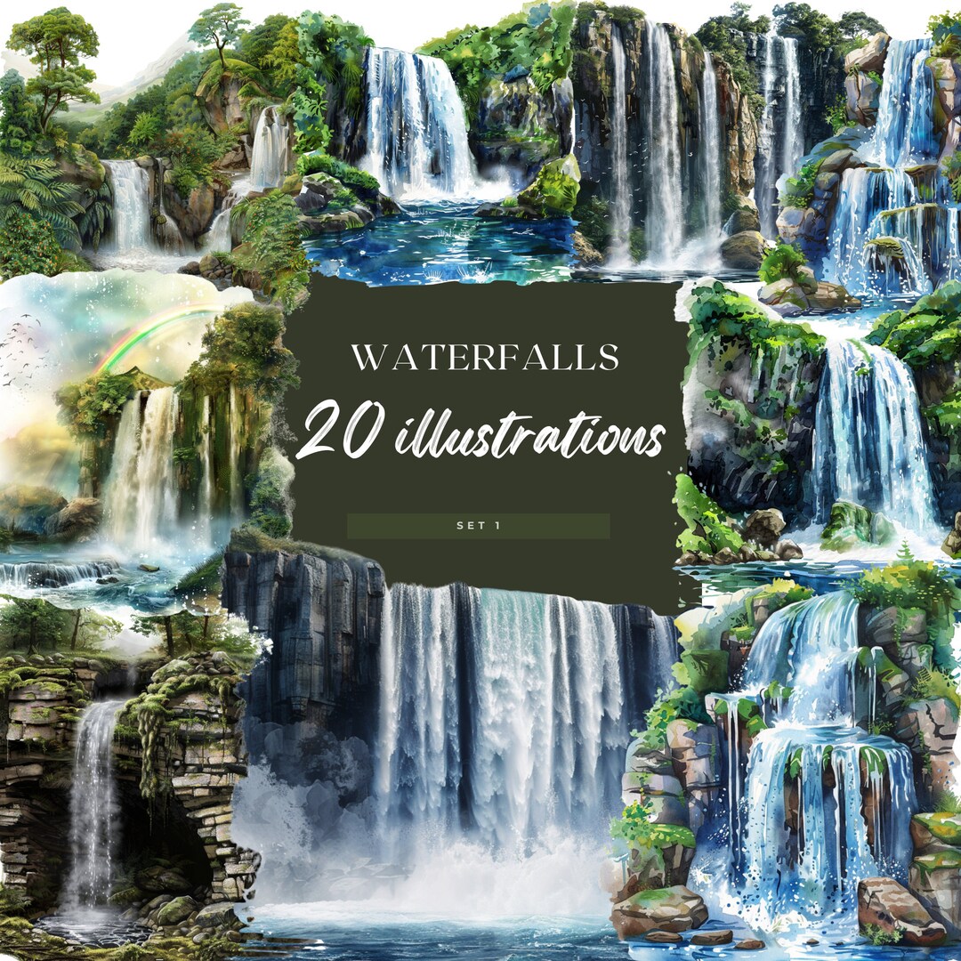 Waterfalls Set 1, Includes 20 High-quality Pngs, Digital Download - Etsy