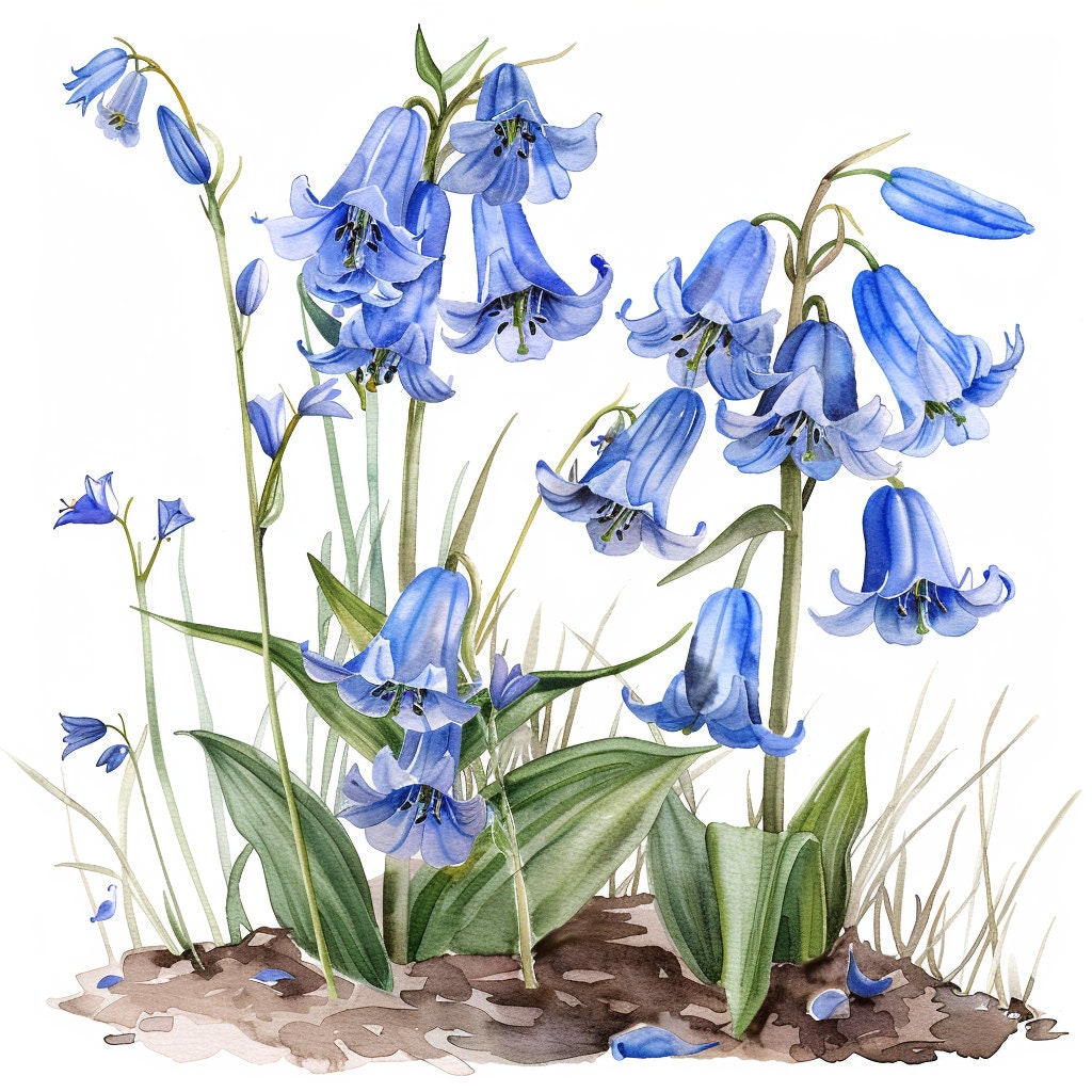 Blue Bells, Includes 10 High-quality Pngs, Watercolour, Transparent ...