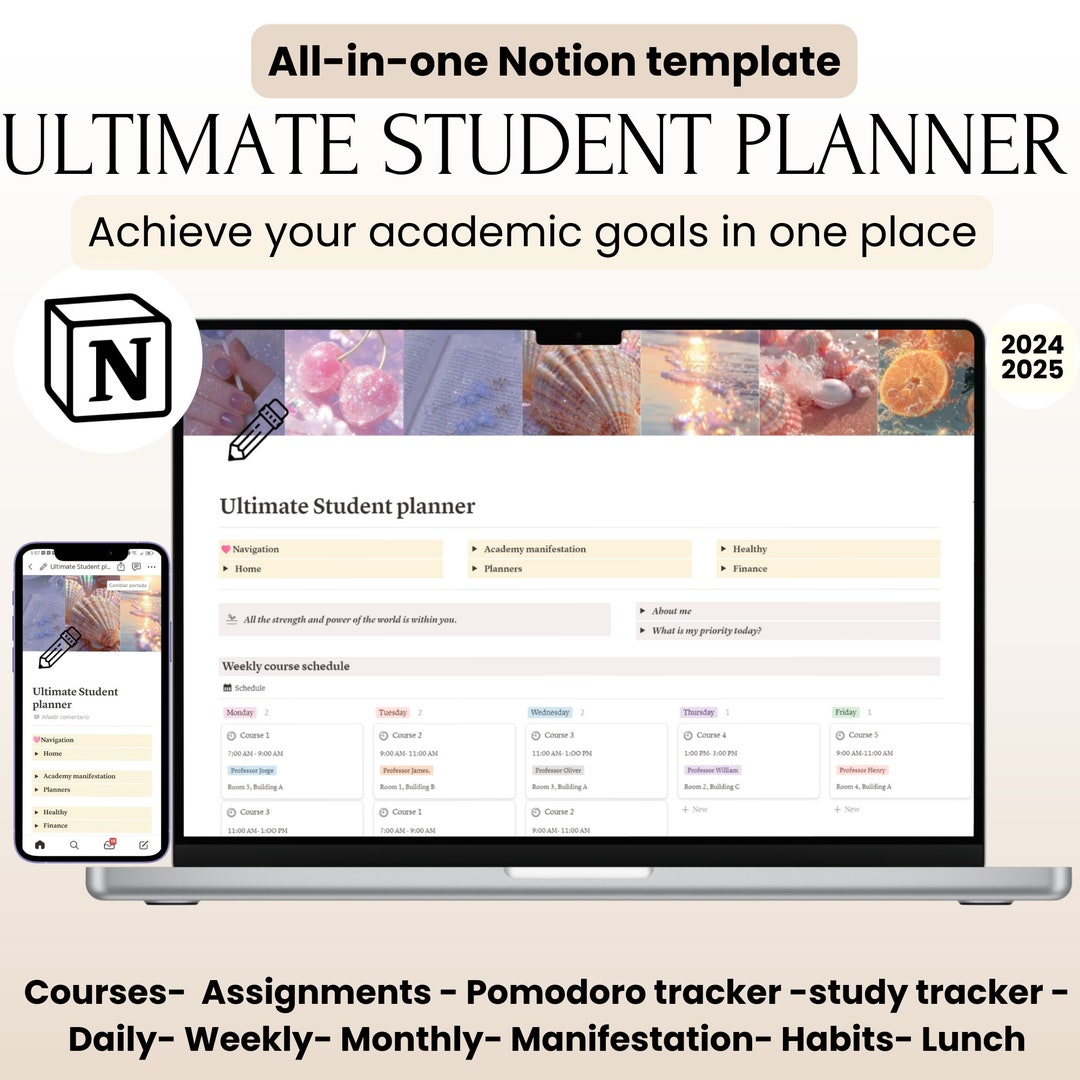 Notion Template, Academic Notion Template, Student Planner Notion ...