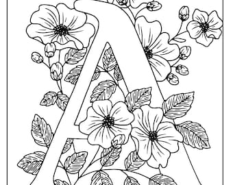 Printable Adult Coloring Pages Floral Alphabet Letters in Floral ...