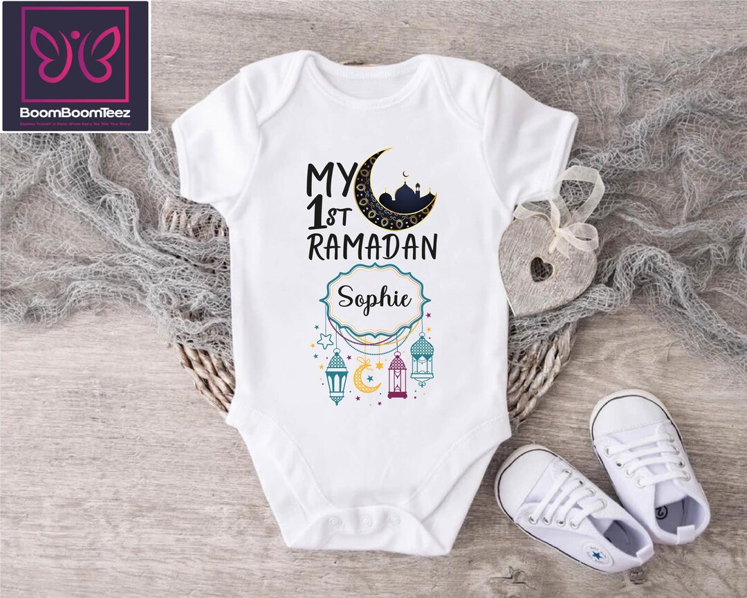 Custom My First Ramadan Baby Bodysuit, Personalized Kids Islamic Eid ...