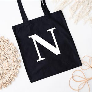 Custom Name Letter Tote Bag, Initial Book Bag, Birthday Gift Tote ...