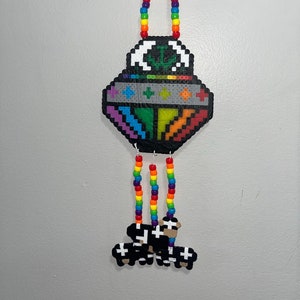 Alien UFO With Cows Perler Kandi Necklace - Etsy