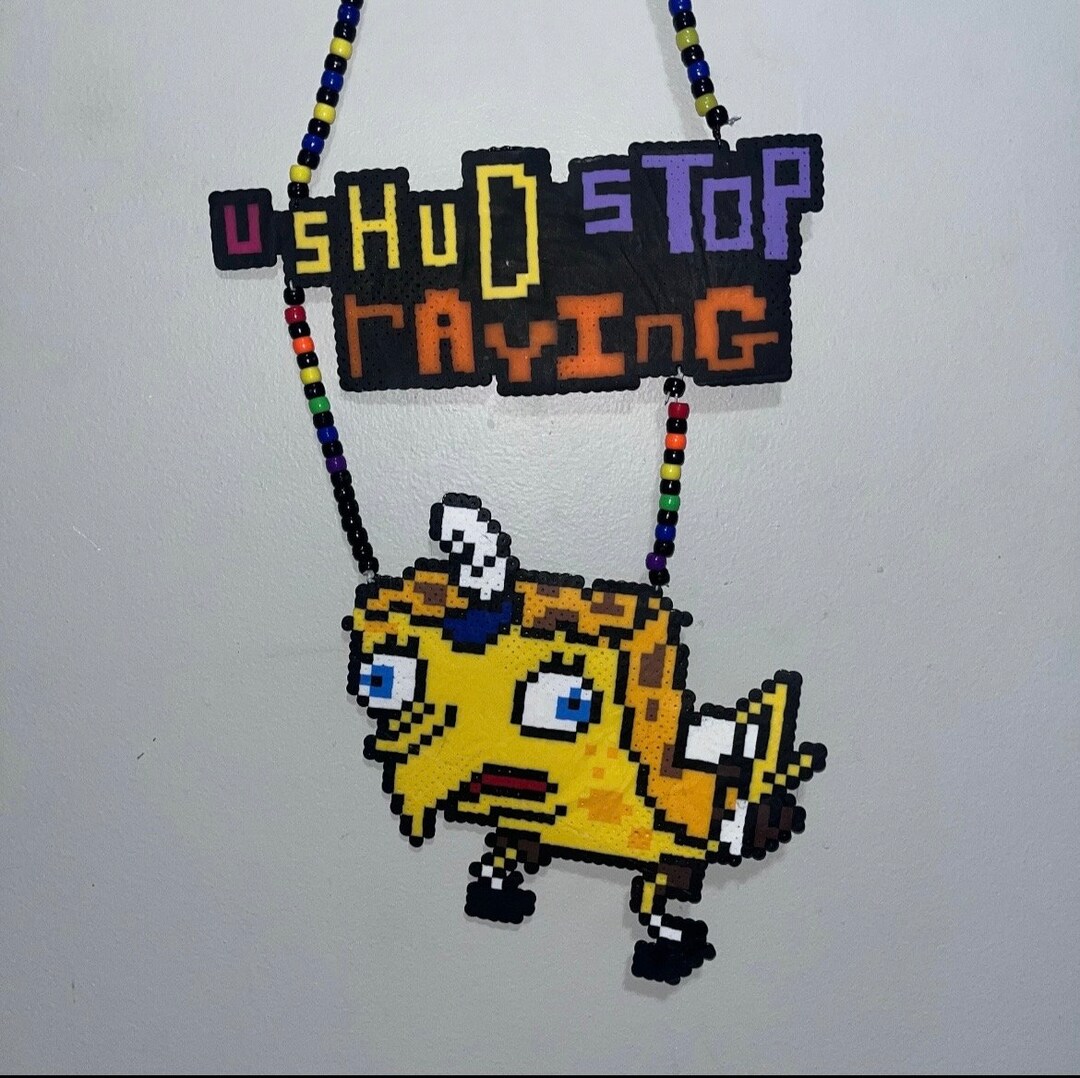 Spongebob U Shud Stop Raving Perler Kandi Necklace - Etsy