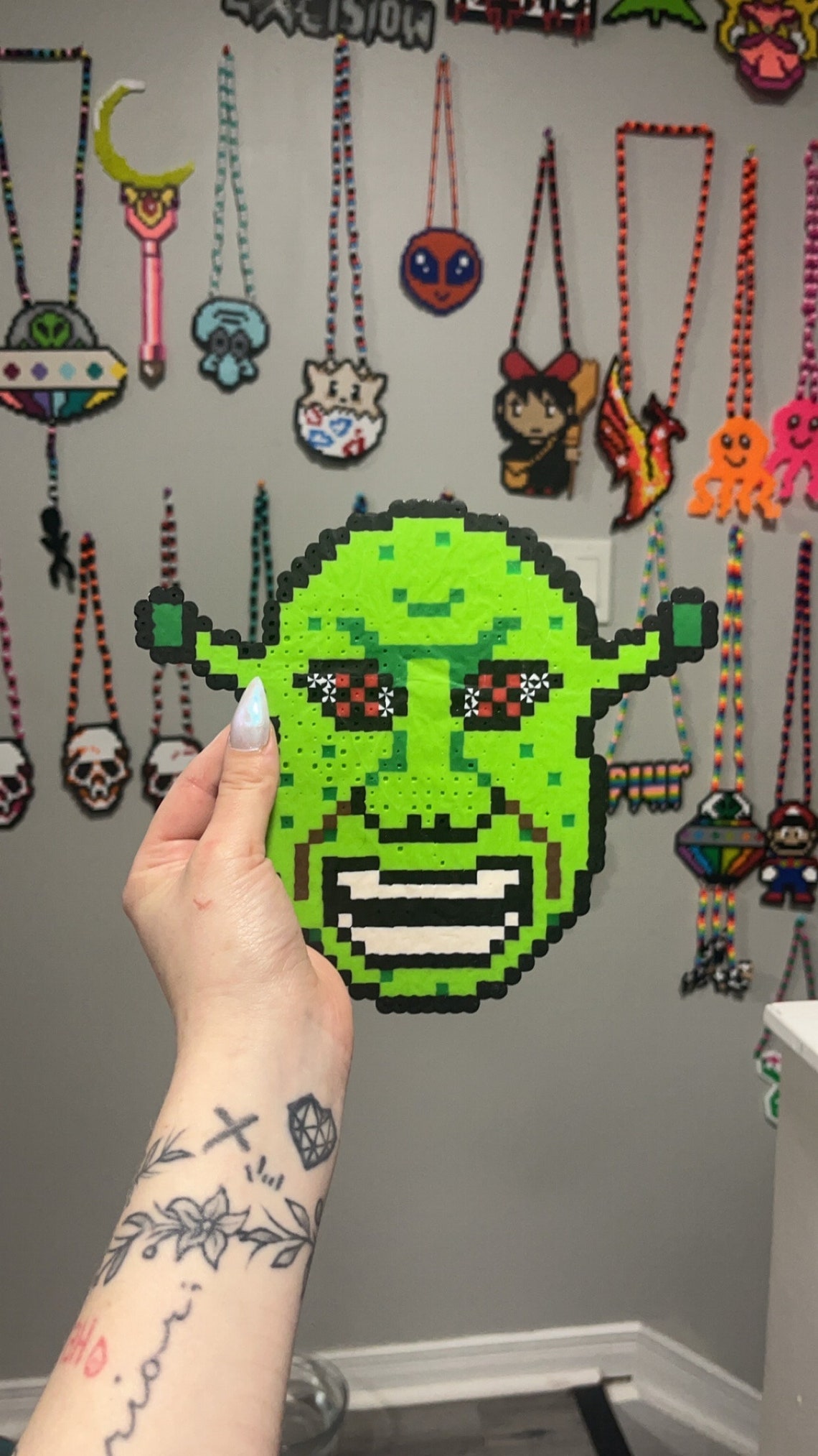 Shrek Angry Excision Tour Perler Kandi Necklace - Etsy
