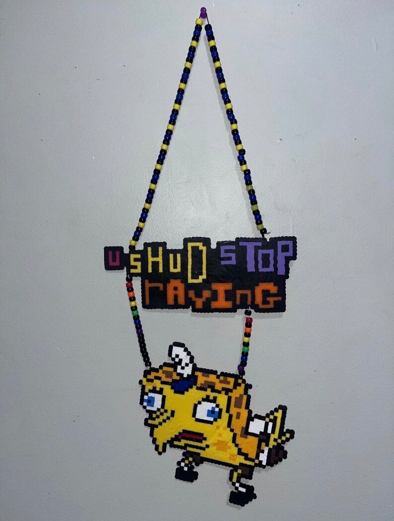 Spongebob U Shud Stop Raving Perler Kandi Necklace - Etsy