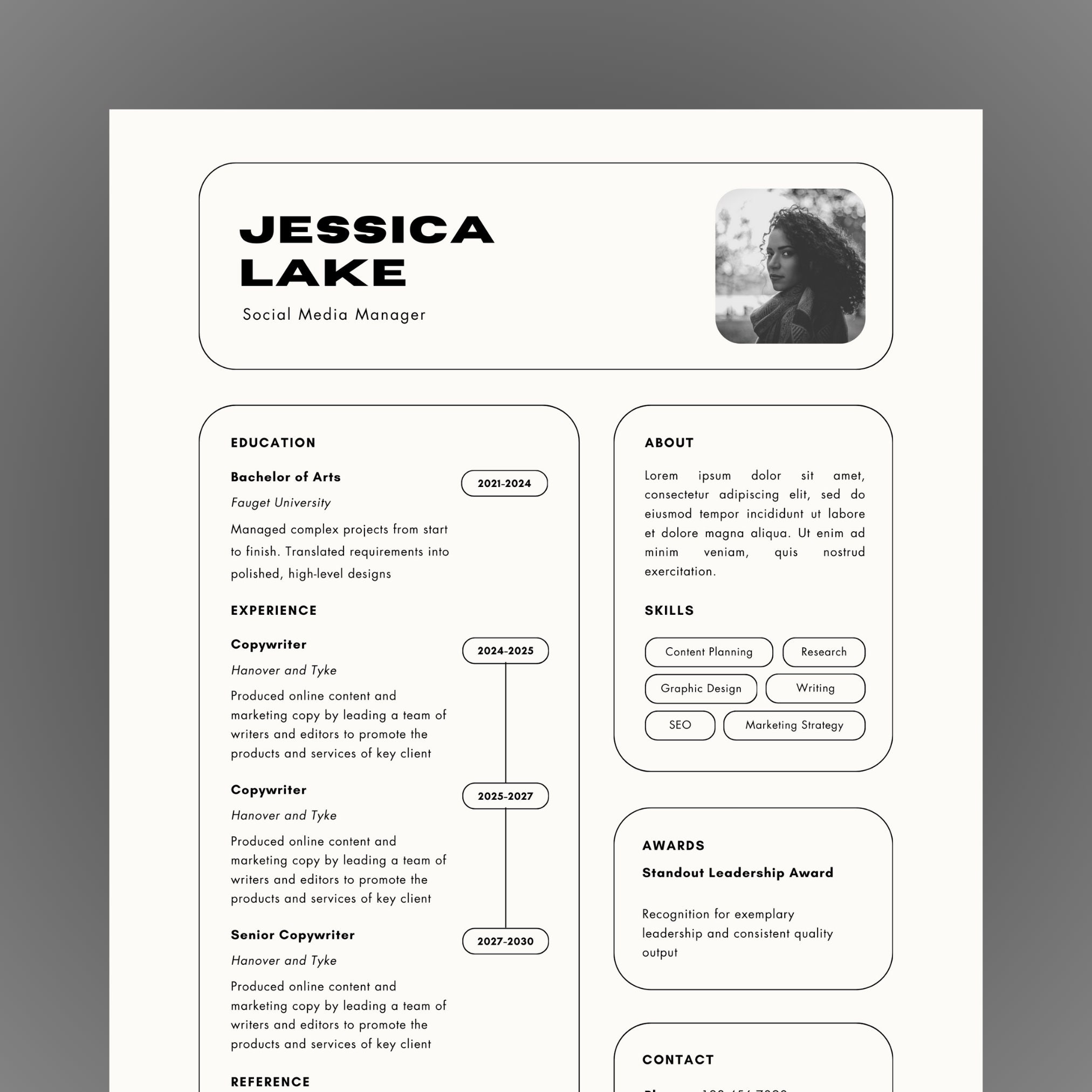 Modern Aesthetic Resume Template, Google Docs, Resume Word, 1 Page ...
