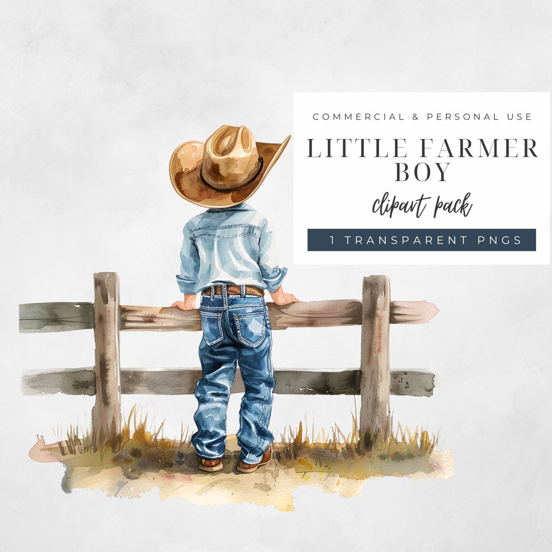 Little Farmer Boy Clipart, Cute Farmer Boy Clipart, Watercolor Farmer ...